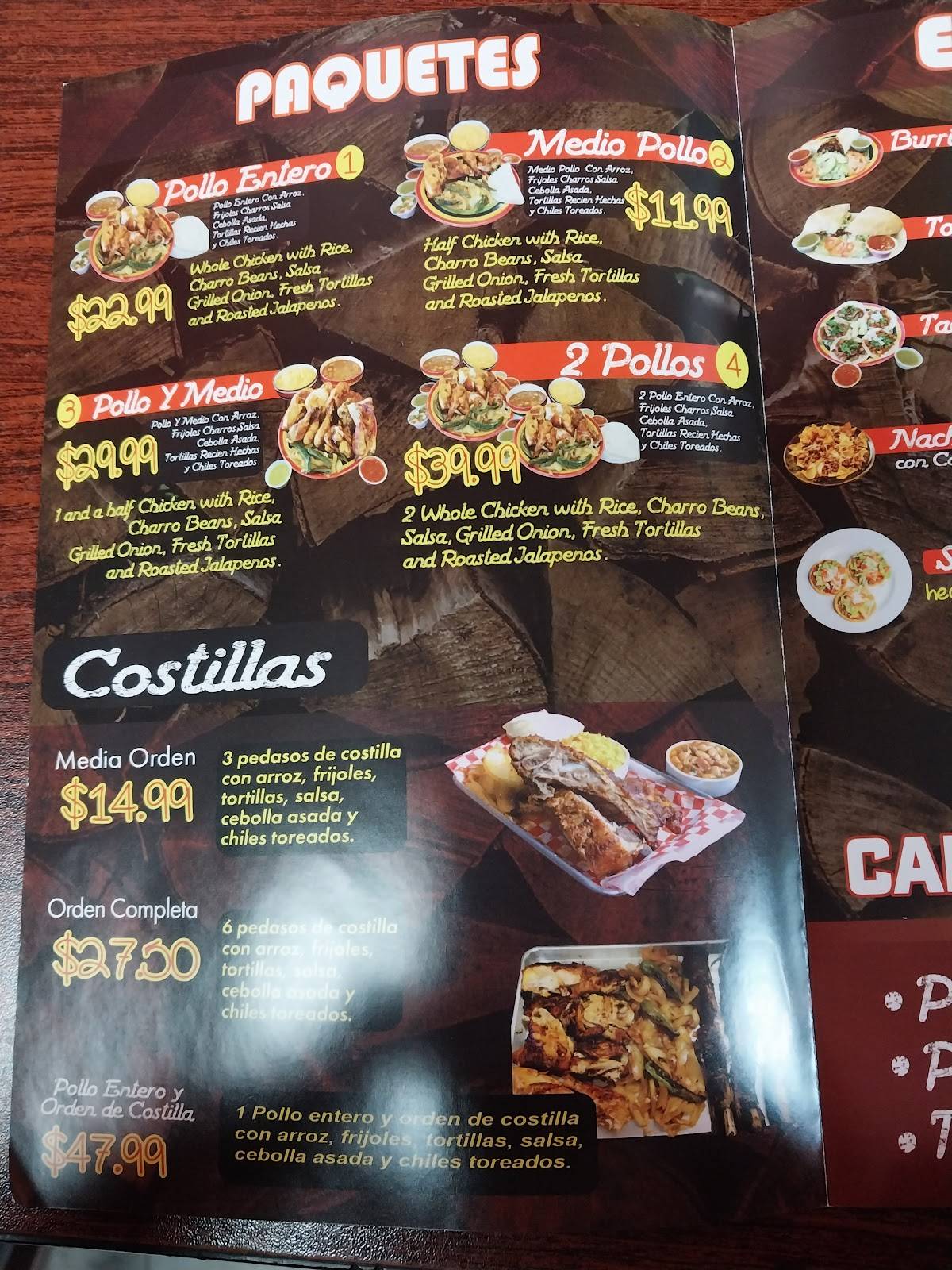 Menu at Pollos La Pullita restaurant, Arlington