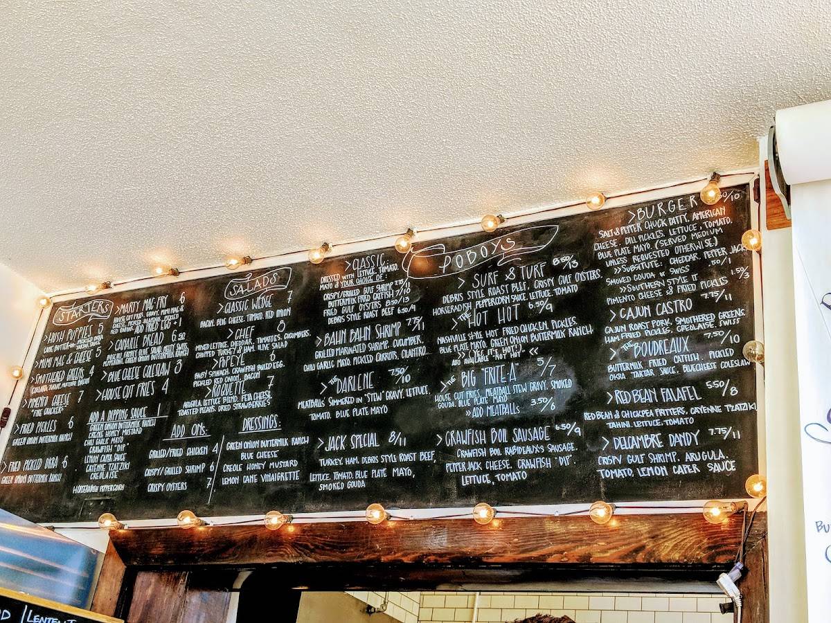 Menu at Pop's Poboys restaurant, Lafayette