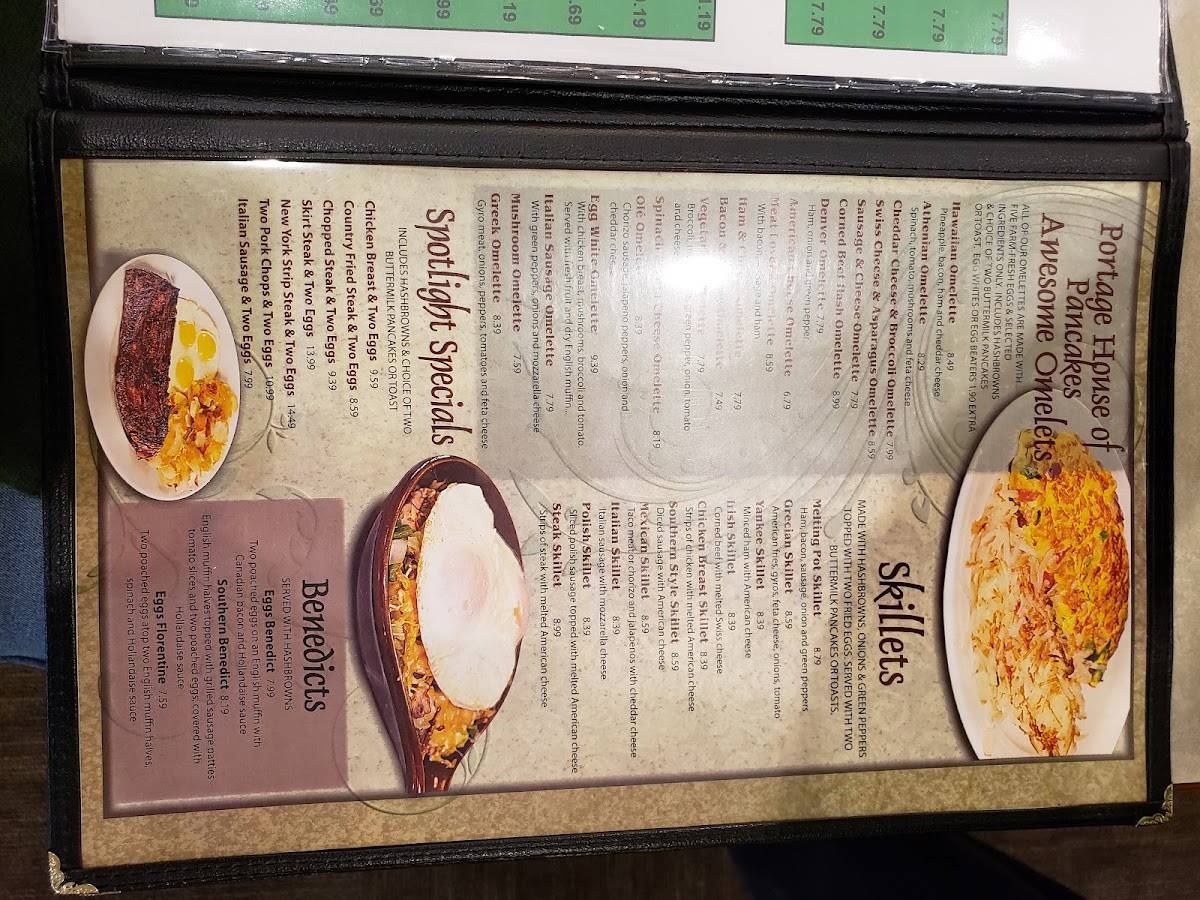 Menu at Portage House of Pancakes restaurant, Portage