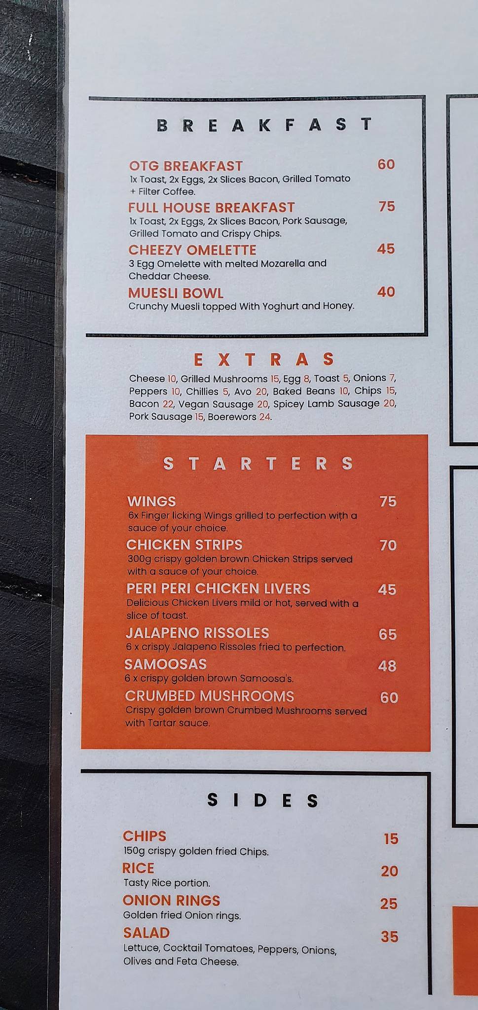 Menu at Hashtag pub & bar, Pretoria