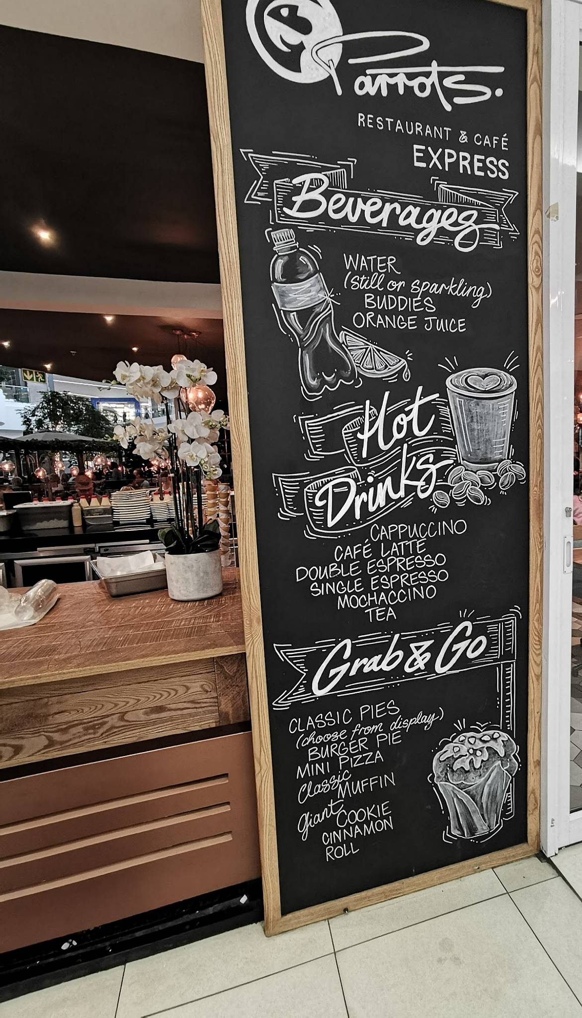 Menu at Parrots restaurant, Pretoria, Atterbury Road