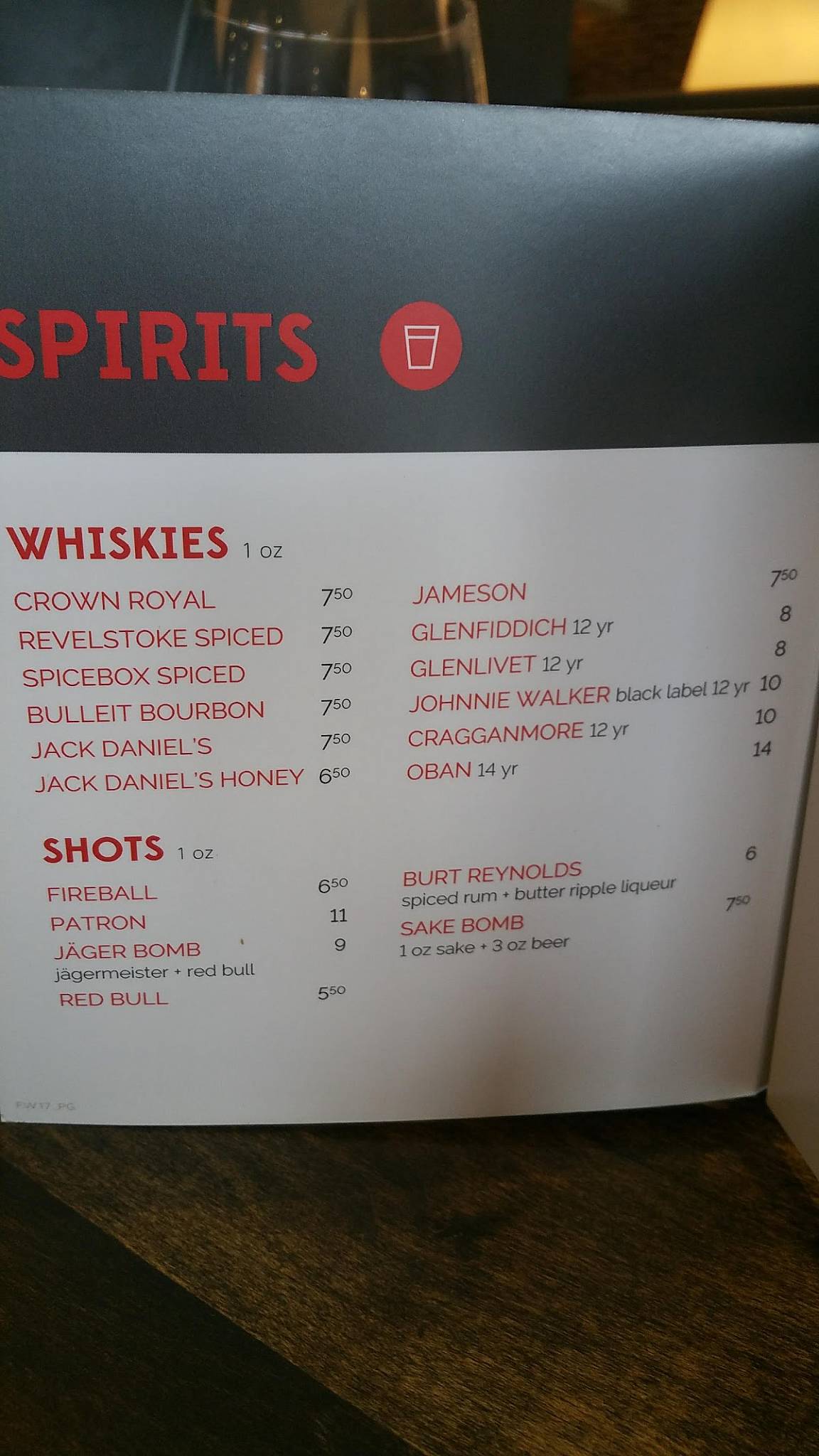 Menu at Rockford Grill restaurant, Prince George
