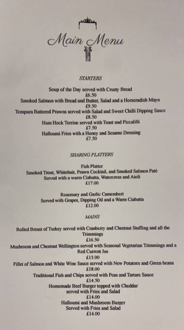 Menu at The Pub With No Name, Steep, Priors Dean