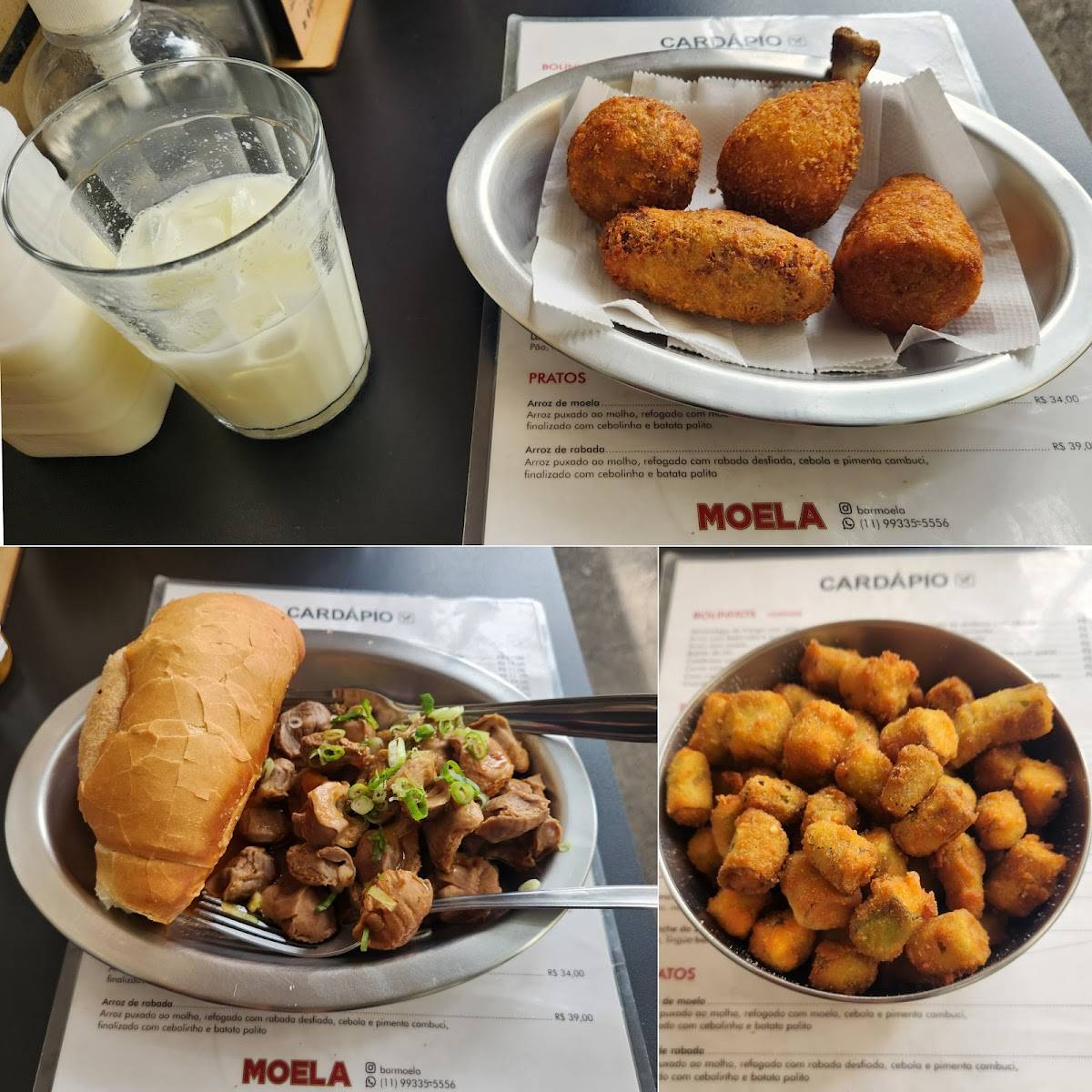 Menu em Bar Moela, São Paulo, R. Canuto do Val
