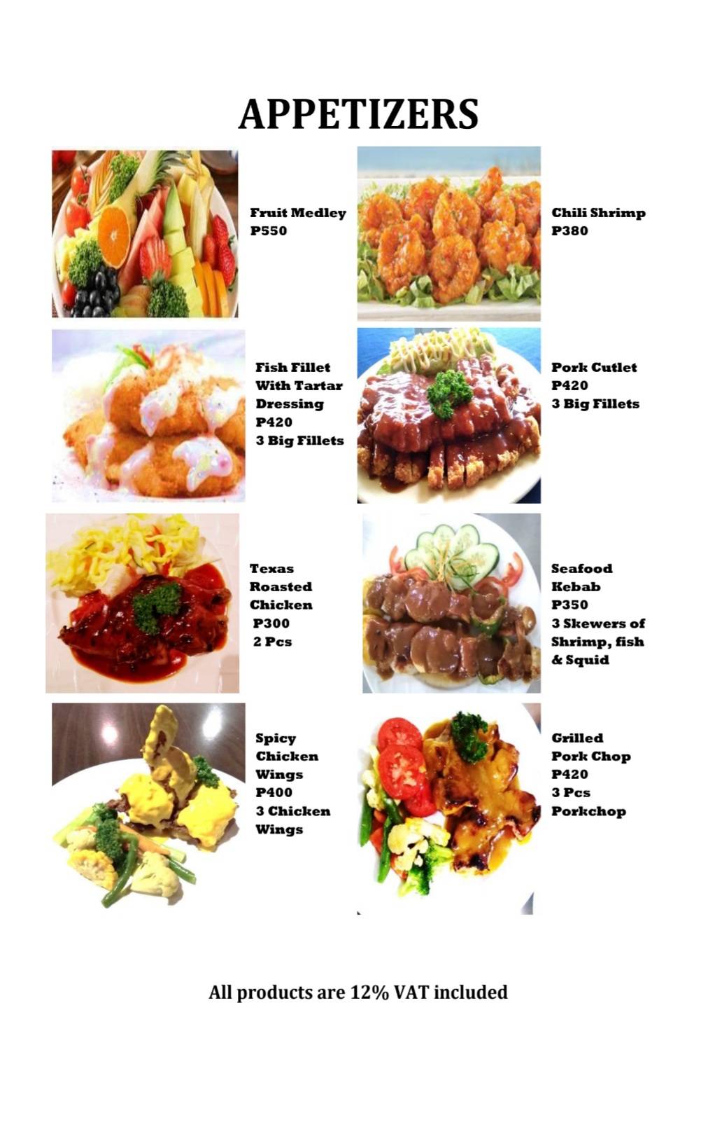 Menu at Cafe Will, Baguio