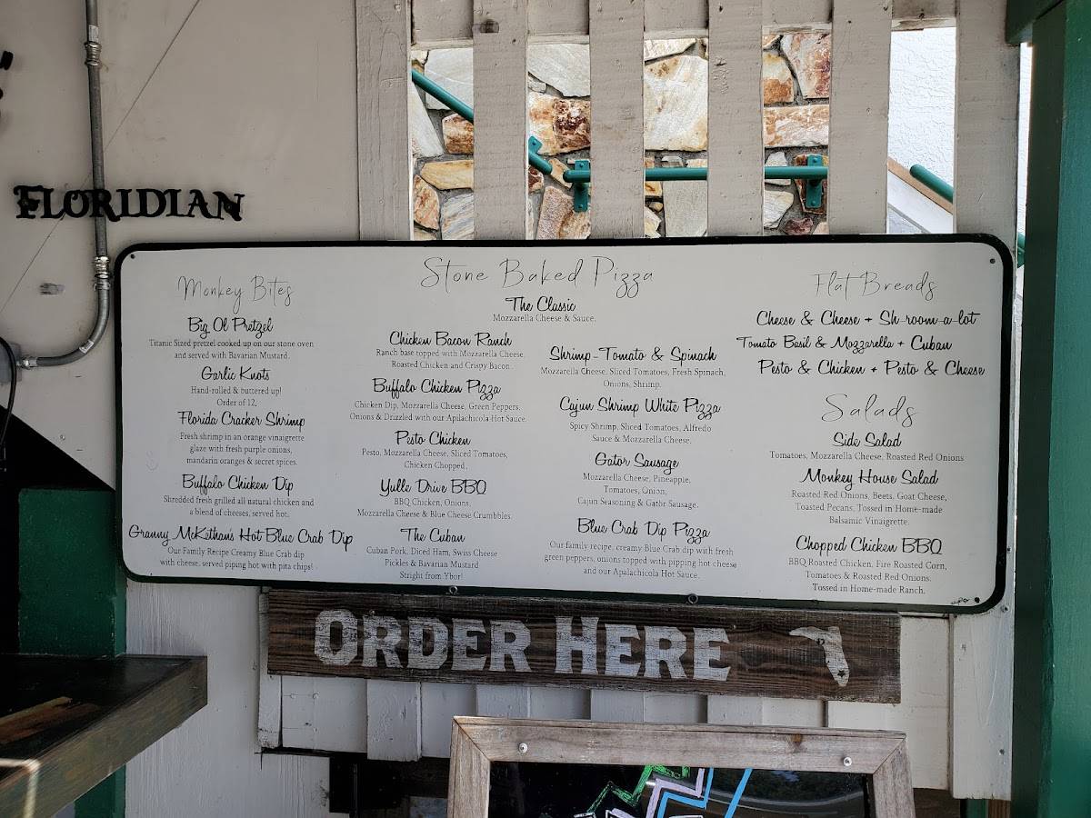 Menu at Florida Cracker Monkey Bar, Homosassa