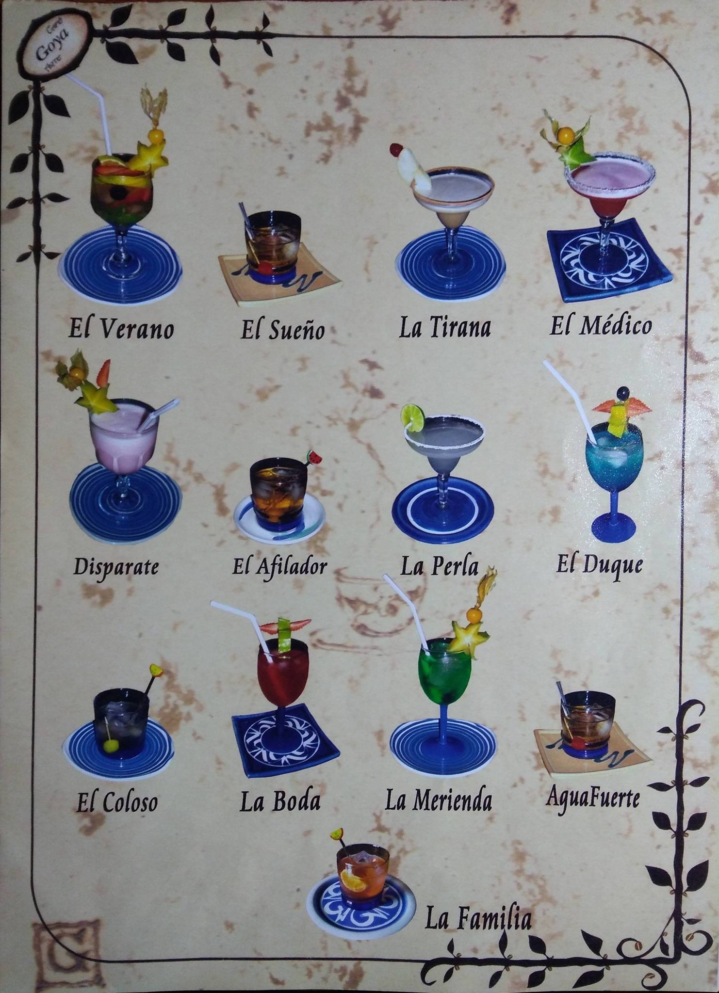 Carta de Goya Cafe, Facatativá
