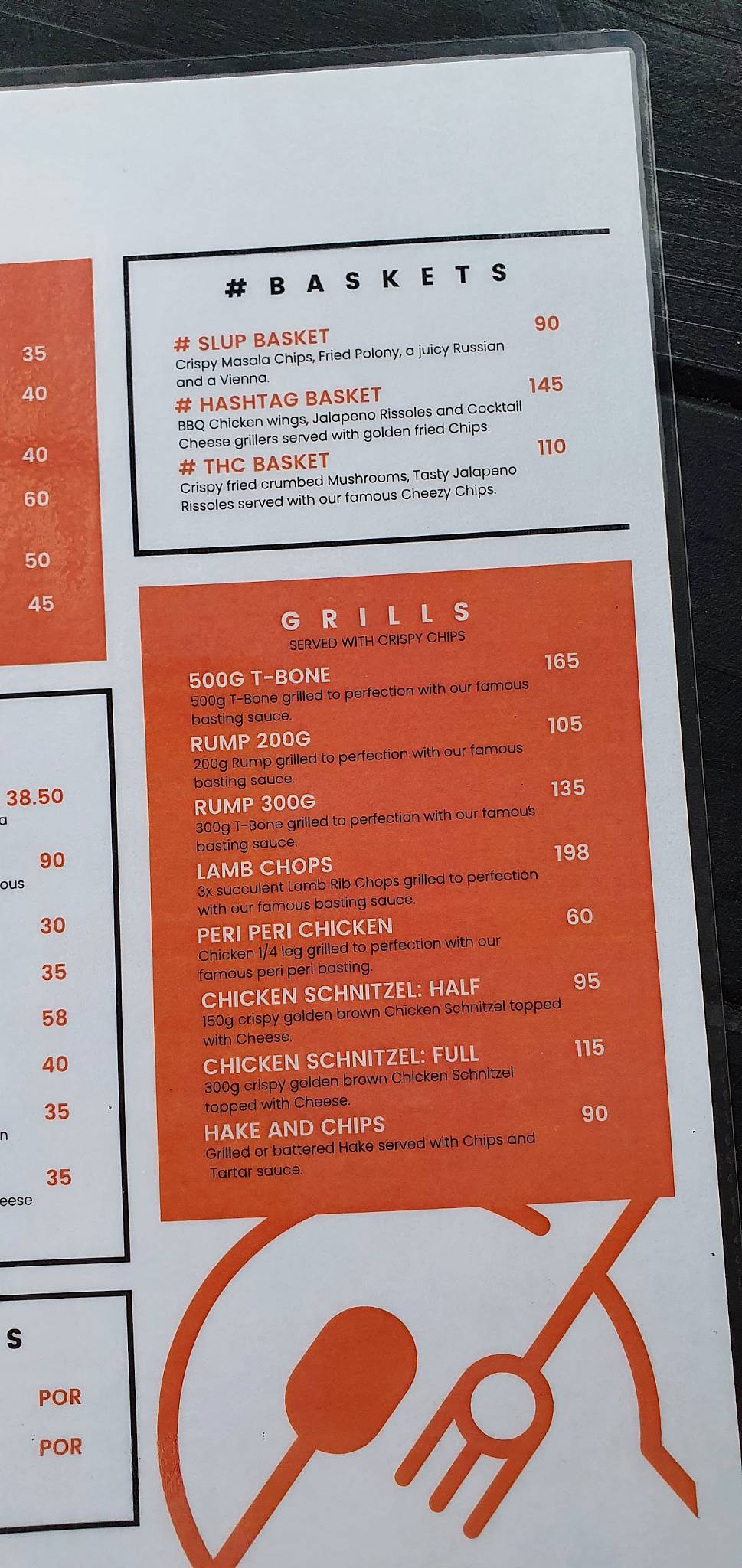 Menu at Hashtag pub & bar, Pretoria