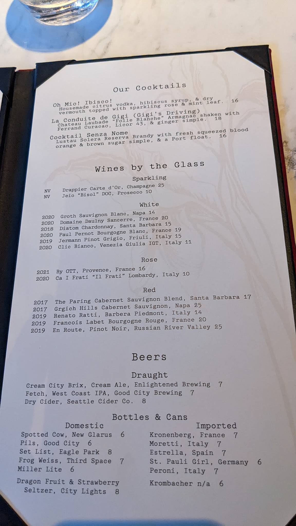 Menu at Lupi & Iris pub & bar, Milwaukee