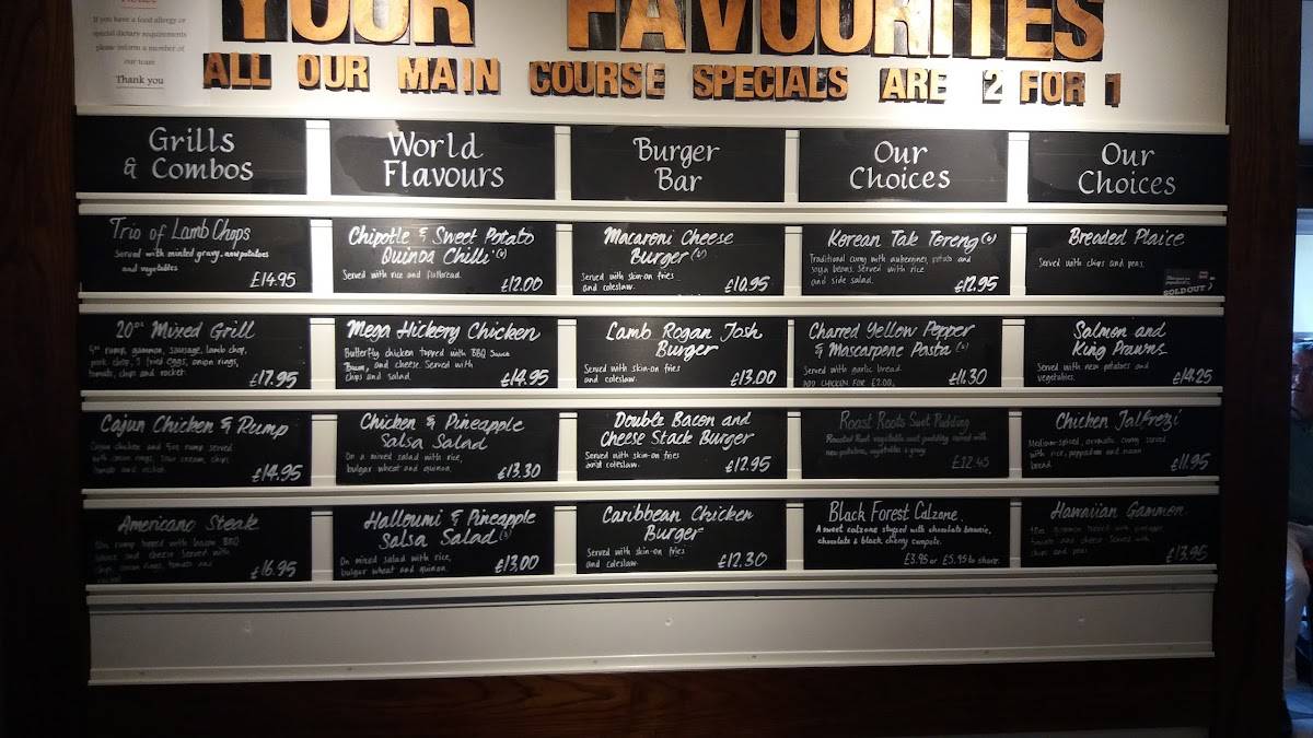 Menu at Old Plane Tree pub & bar, Glasgow