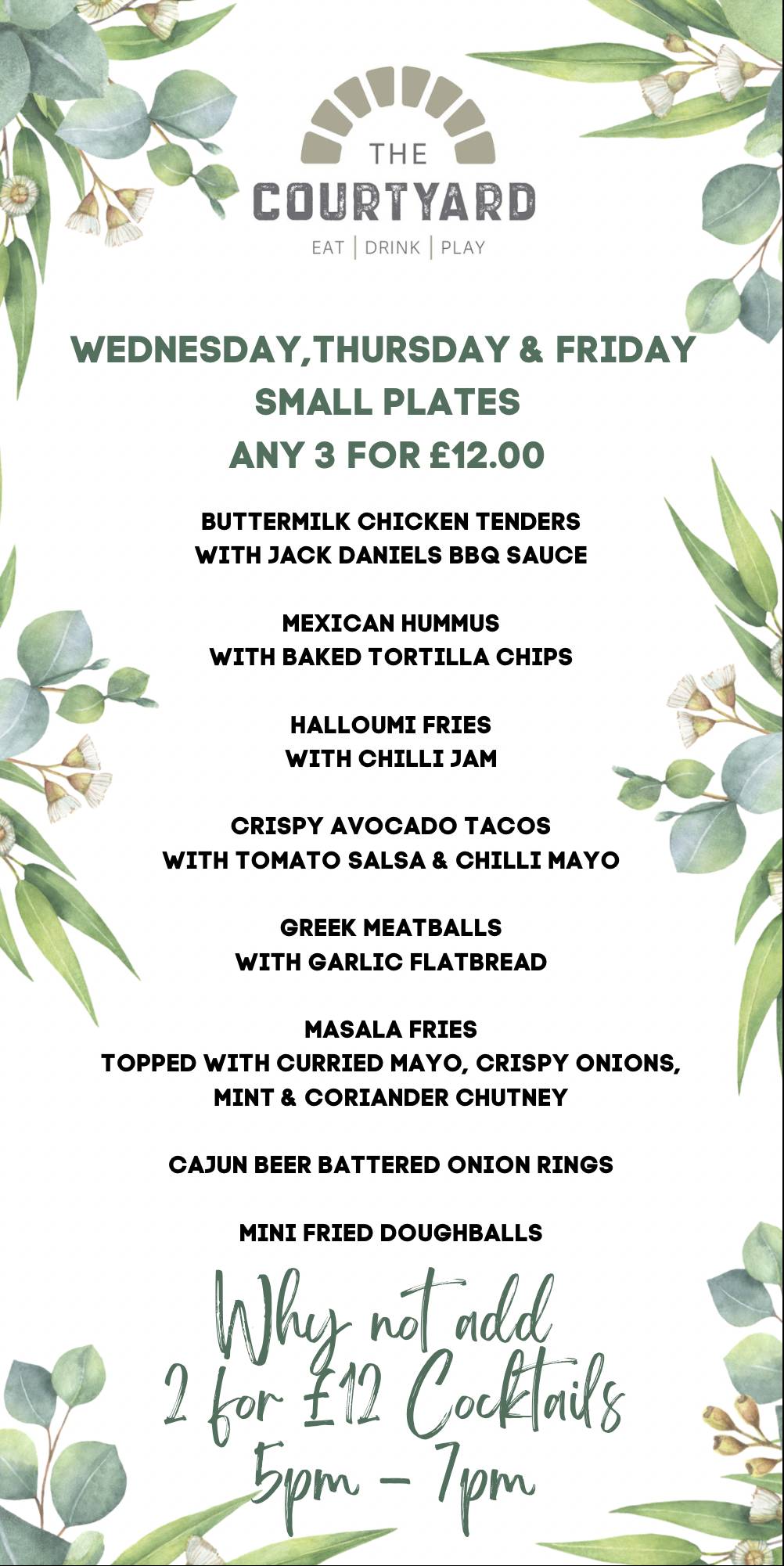 Menu at The Courtyard pub & bar, Retford