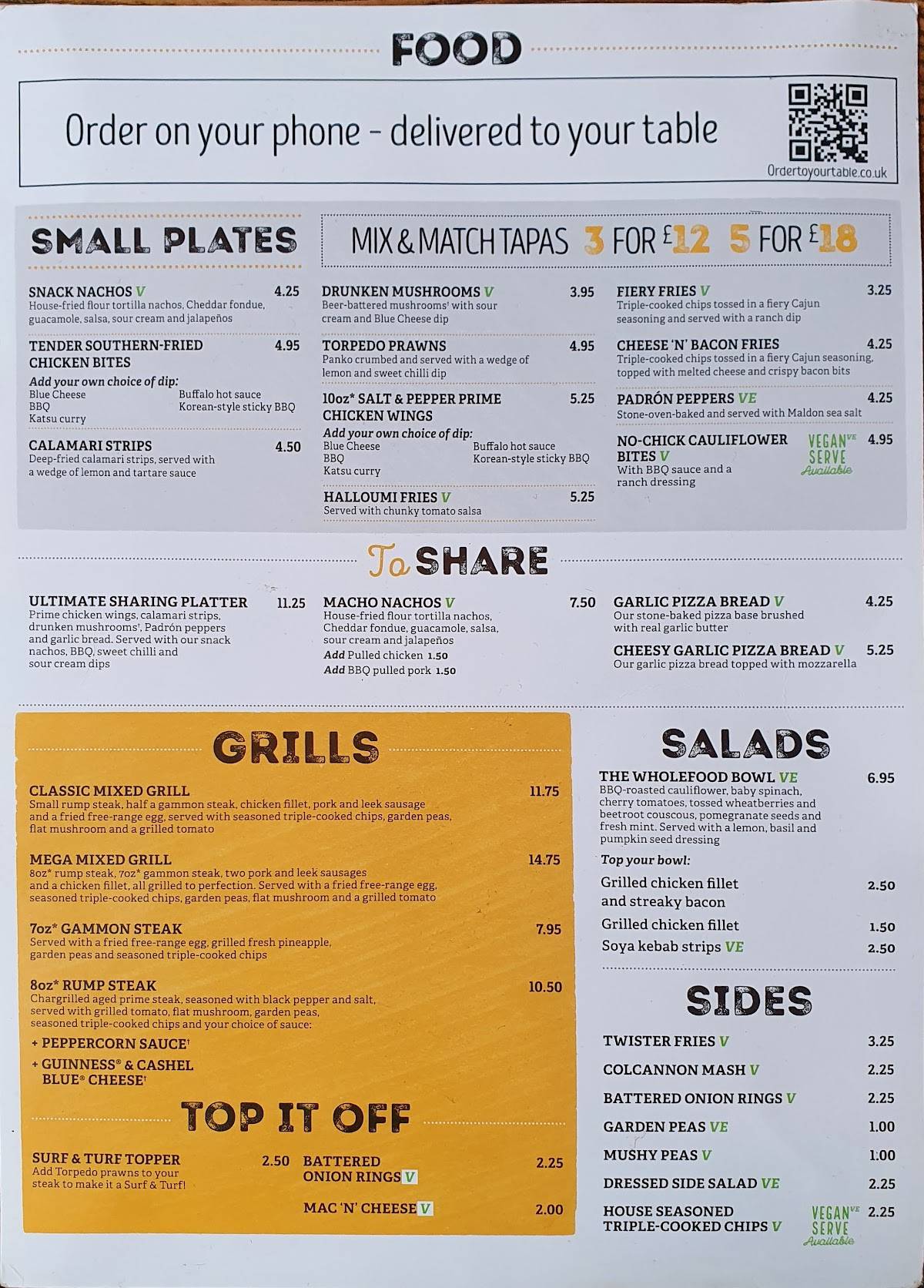 Menu at The Green Dragon pub & bar, Beverley