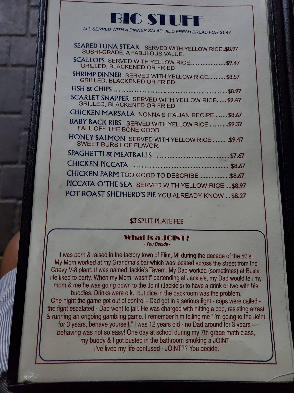 Menu at The Joint St. Pete pub & bar, Saint Petersburg