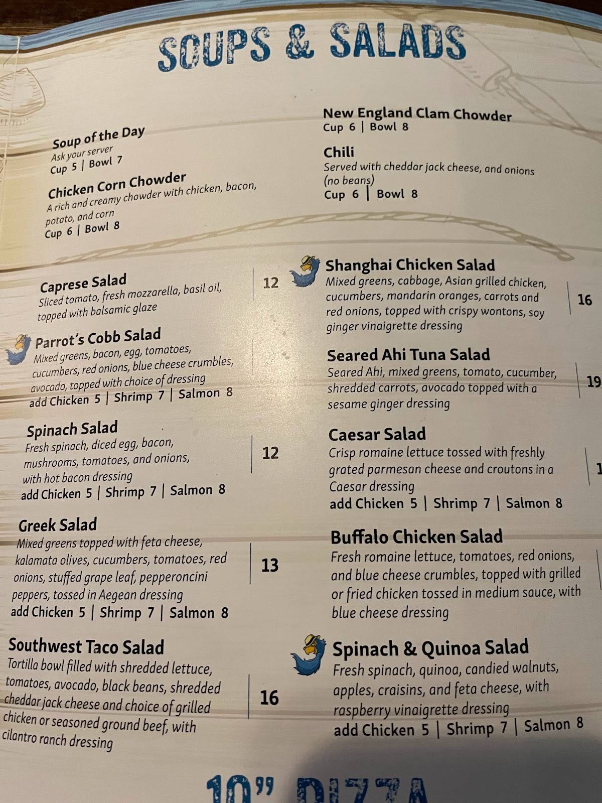 Menu at The Parrot Patio Bar & Grill, Bradenton