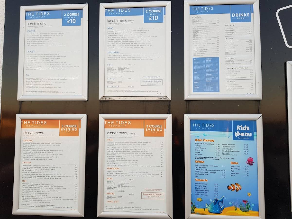 Menu at The Tides Restaurant, Portrush