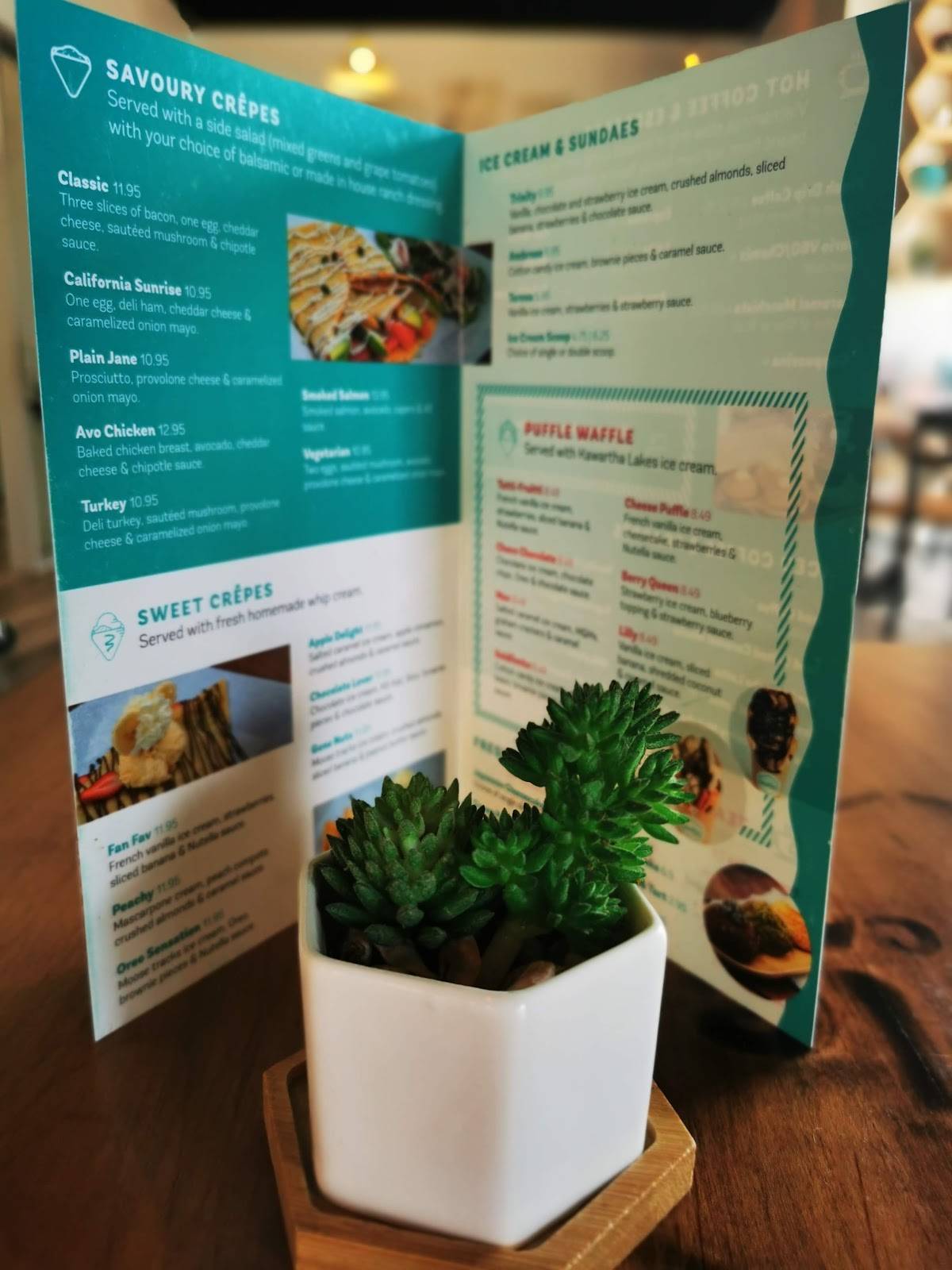 Menu at Puffle Cafe, Guelph