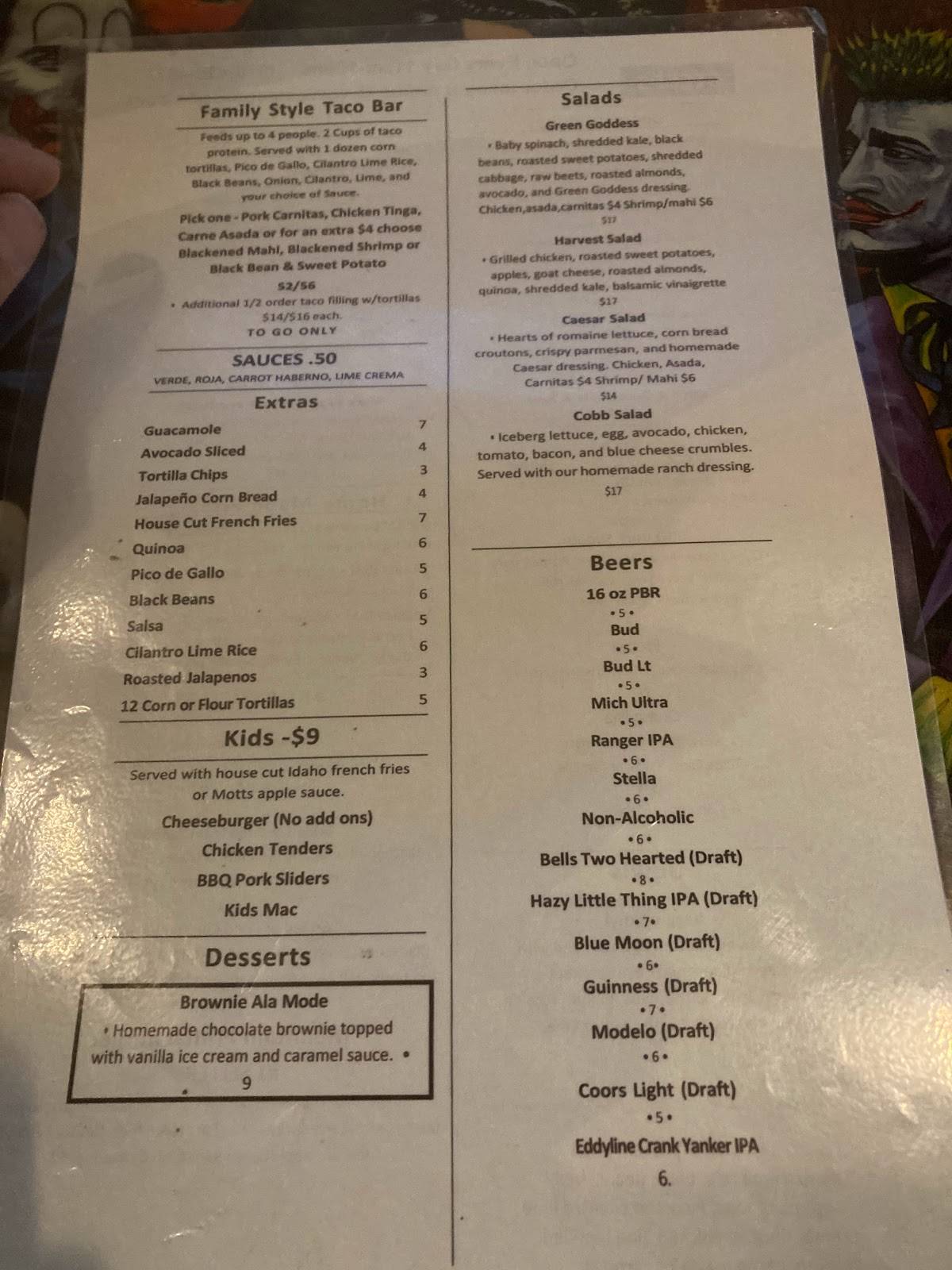 Menu at Pussyfoot Steeps pub & bar, Aspen