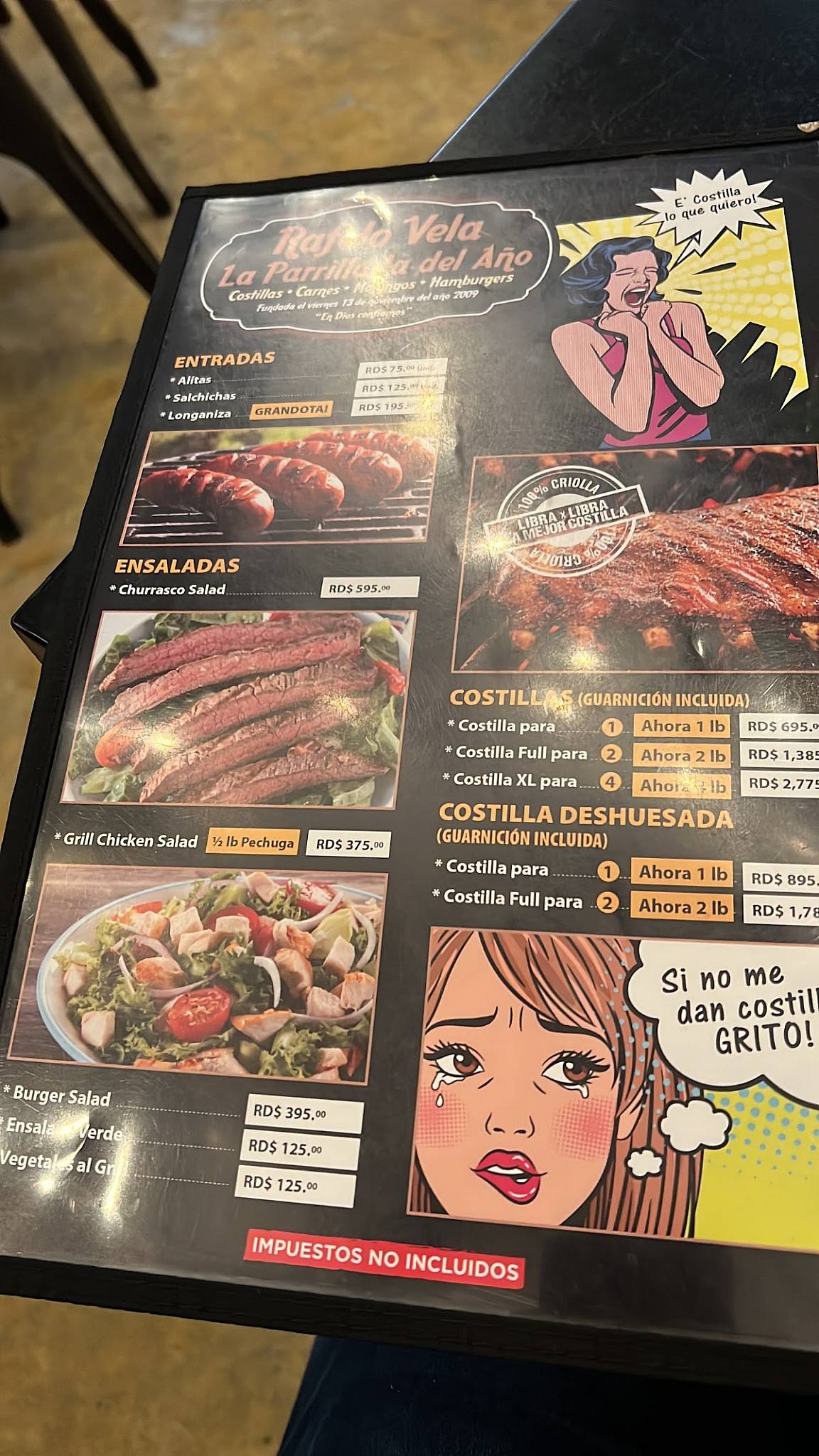 Carta de Rafelo Vela La Parrillada del Año, Santo Domingo
