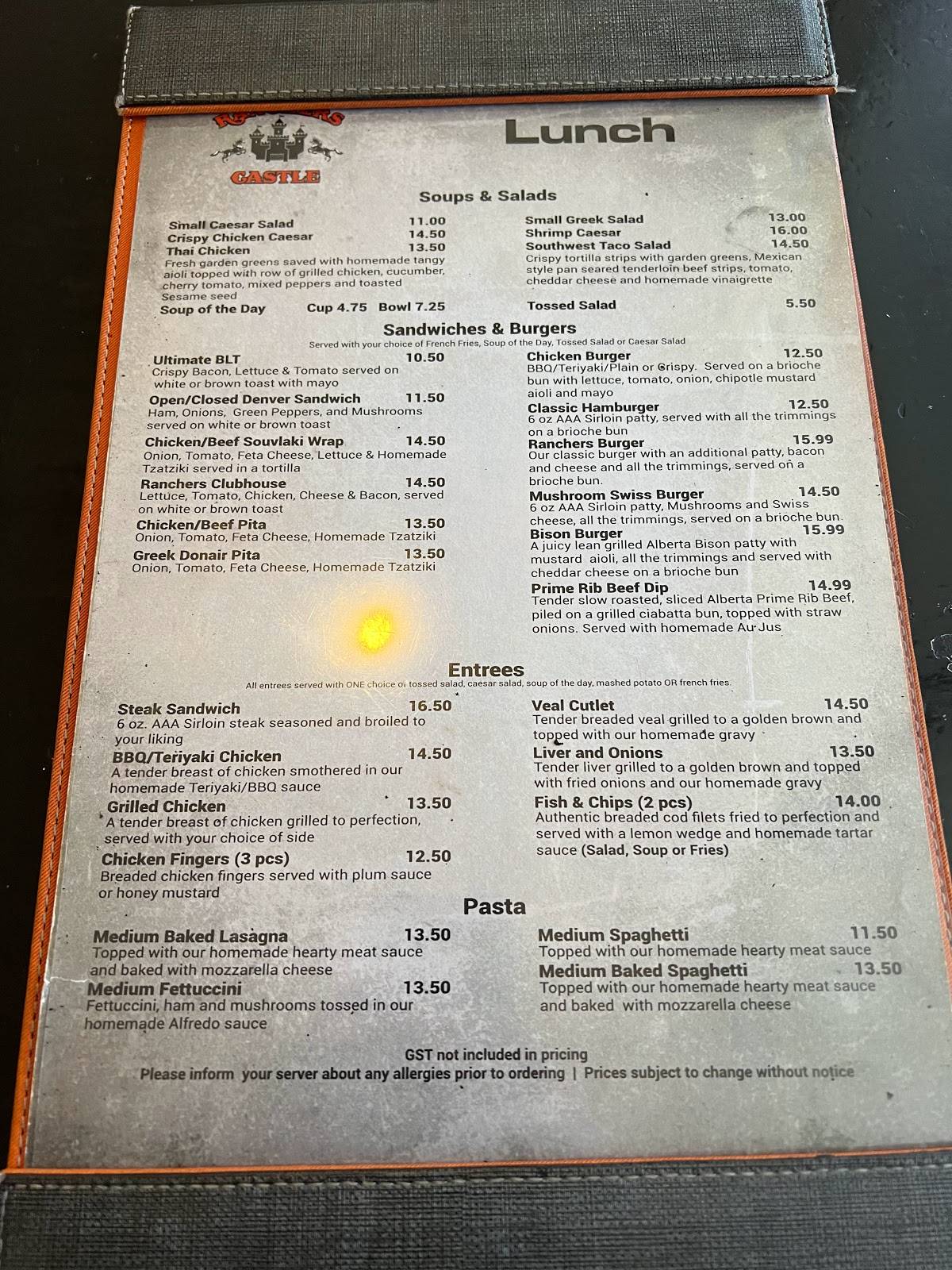 Menu at Ranchers Castle Steak House restaurant, Ponoka, AB-2A