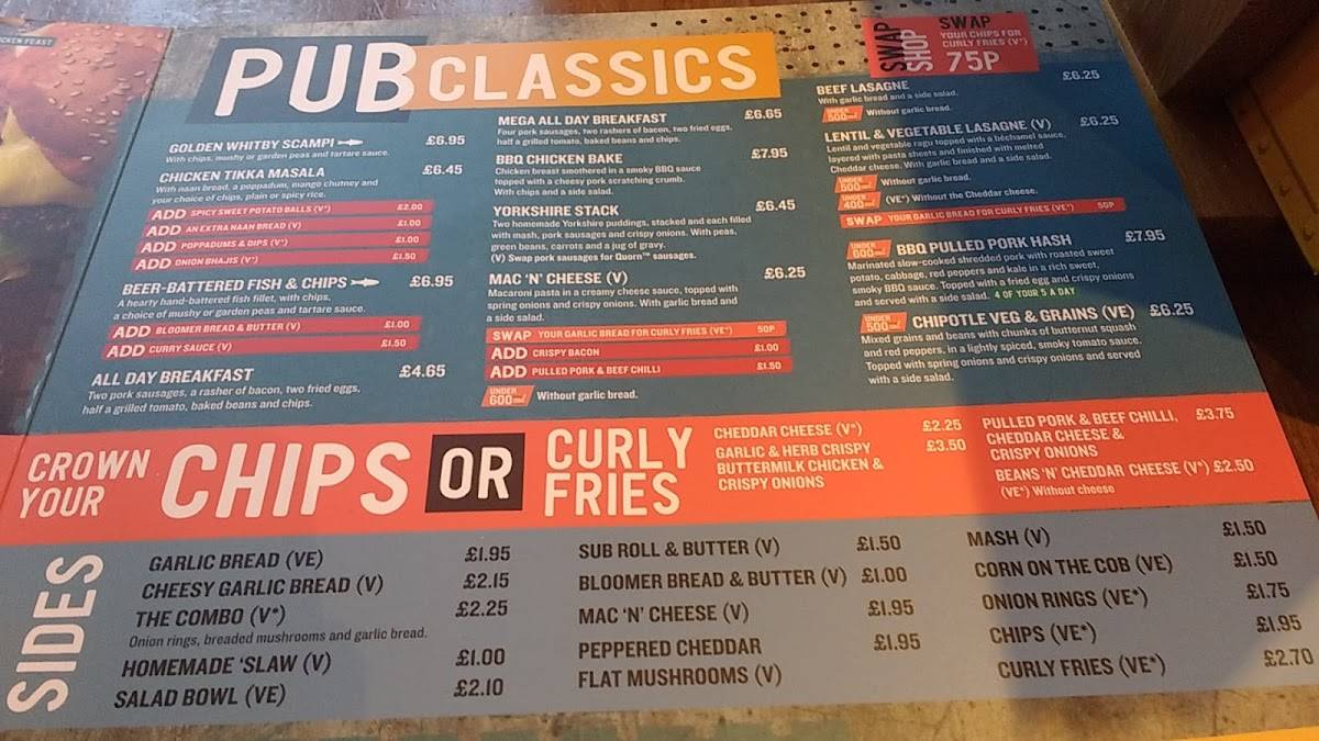 Menu at Red Hawk pub & bar, Brough