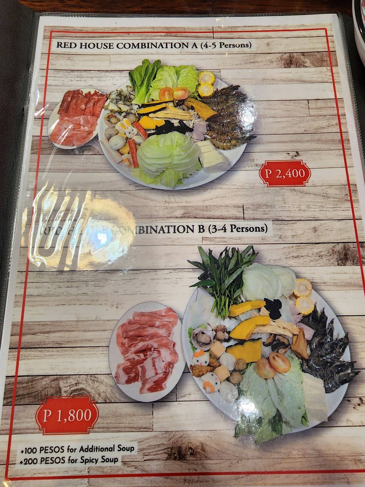 Menu at Red House Taiwan Shabu-Shabu Alabang restaurant, Muntinlupa