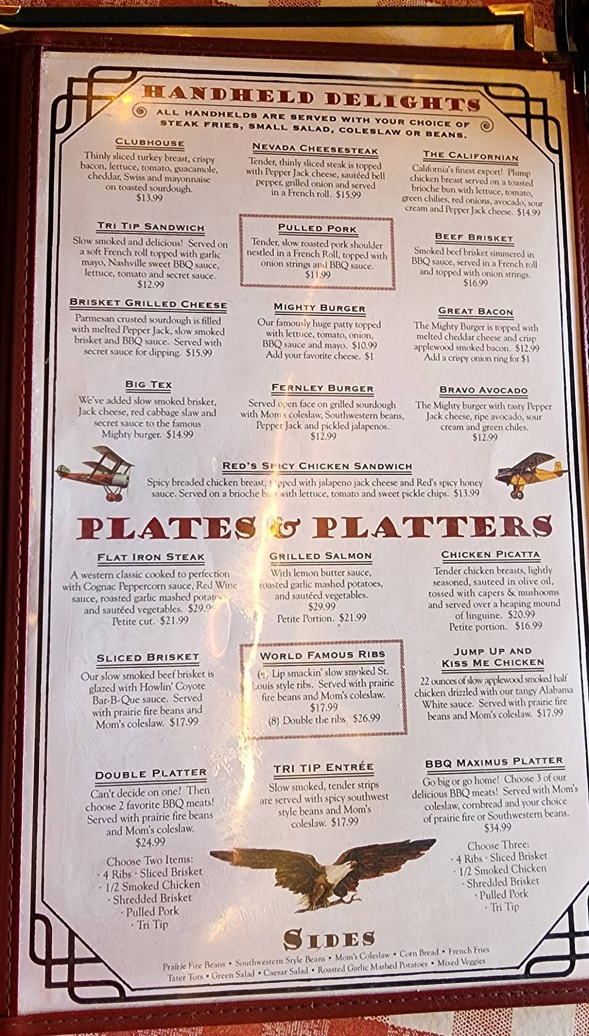 Menu at Red's Bar & Grill, Fernley, Hwy 95a N