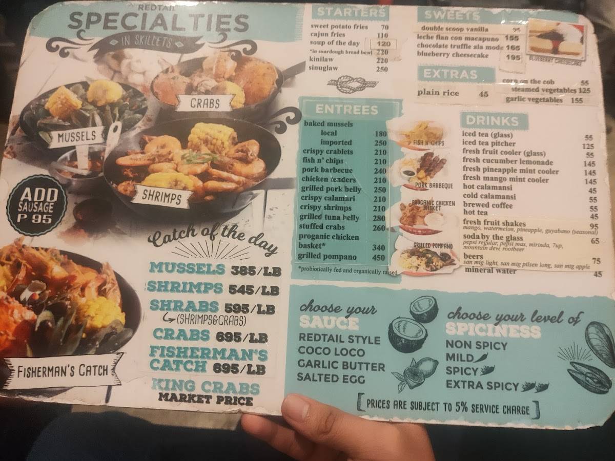 Menu at Redtail Shrimps & More restaurant, Cagayan de Oro, FMM4+69R