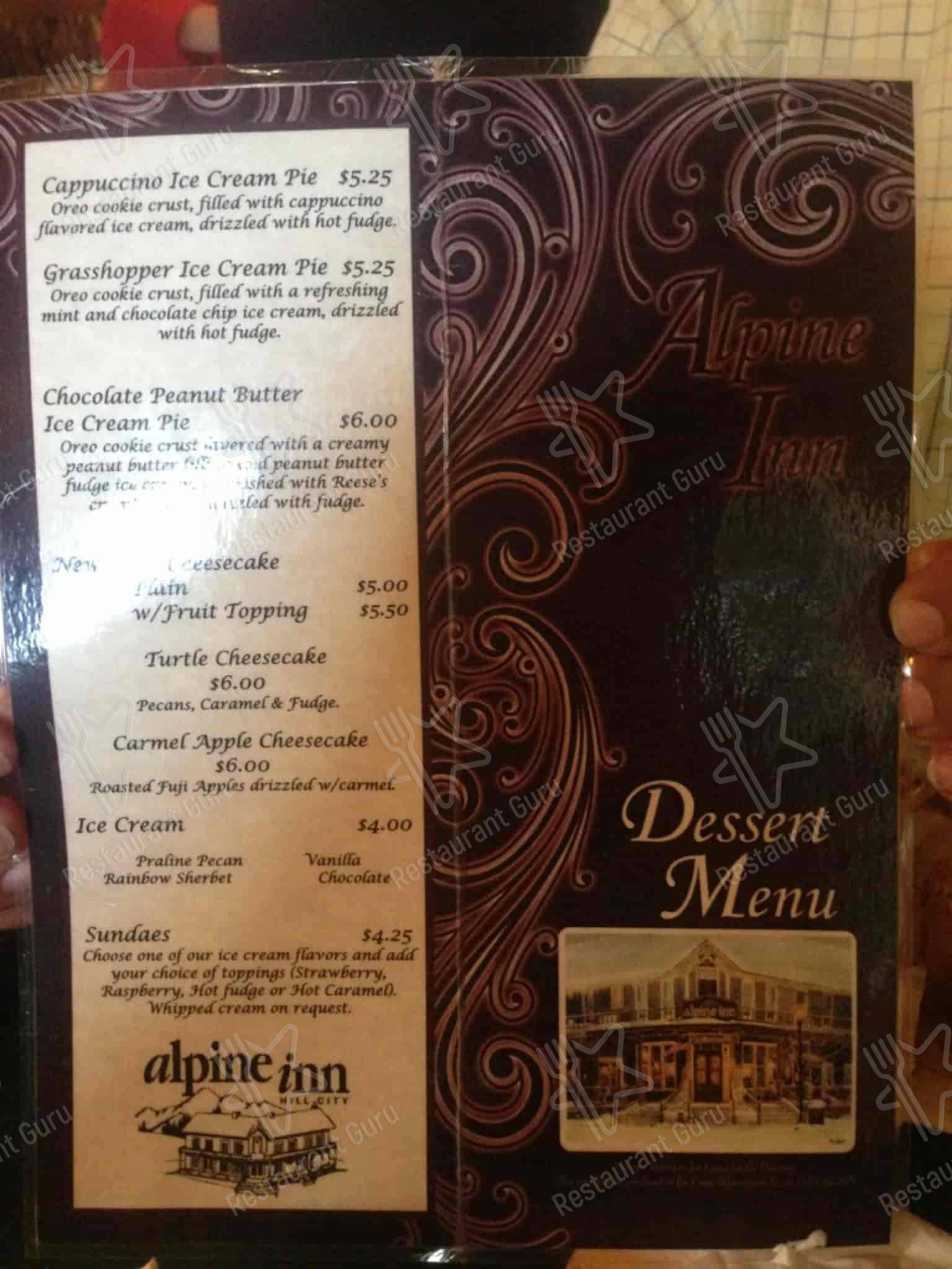 Menu at Alpine Inn restaurant, Hill City