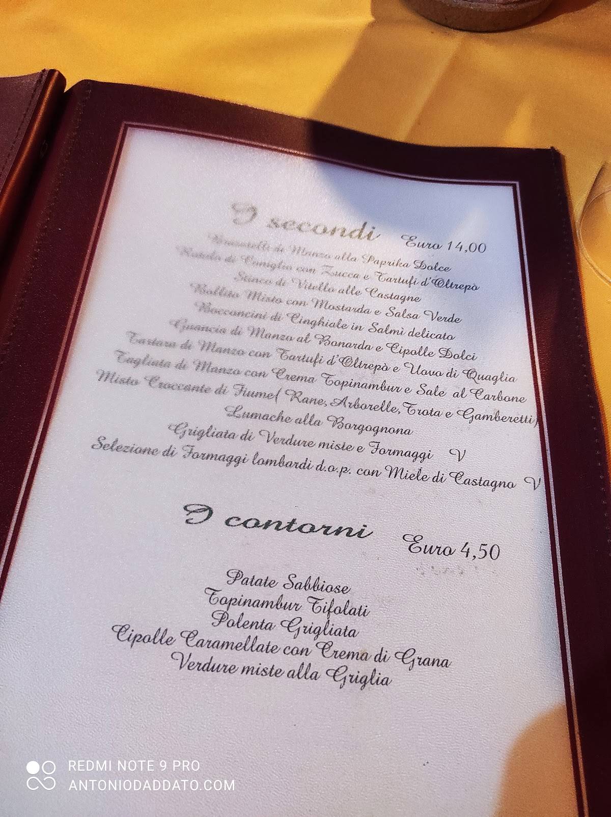 Menu da Antica Trattoria Ferrari ristorante, Pavia