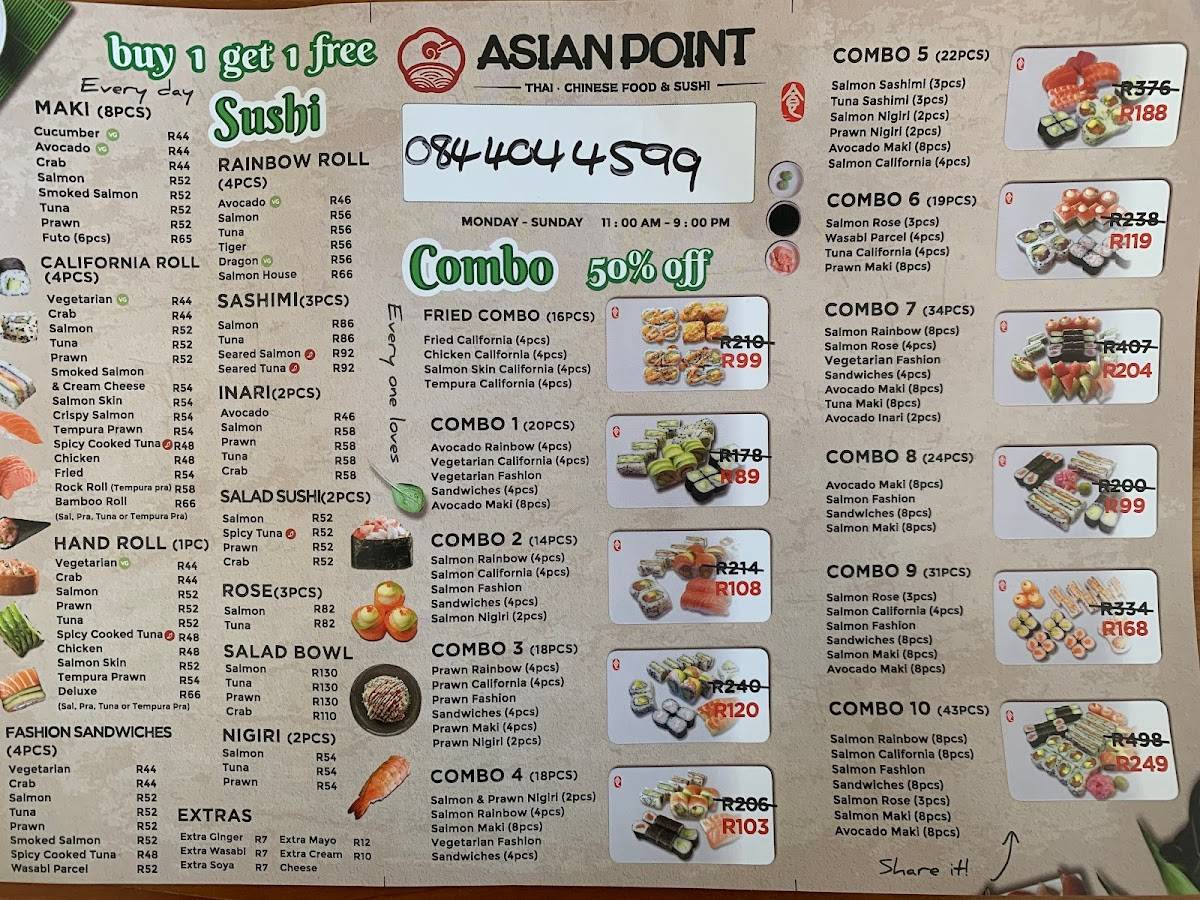 Menu at Asian Point Ferndale restaurant, Randburg