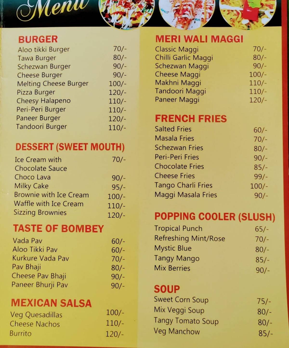Menu at Ballia bite's Cafe (Food park), Ballia