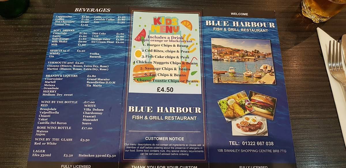Menu at Blue Harbour Fish Restaurant Swanley, Swanley