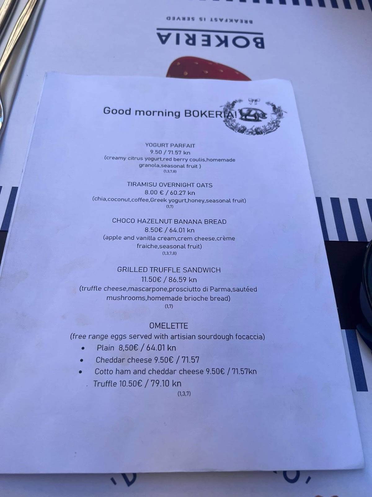 Menu at Bokeria Kitchen & Wine restaurant, Split
