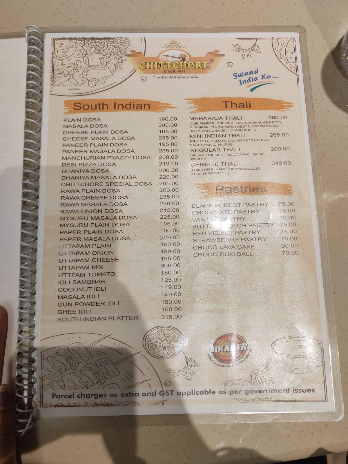 Menu at CHITTCHORE- BIKANER GHARANA- RESTAURANT., Guwahati