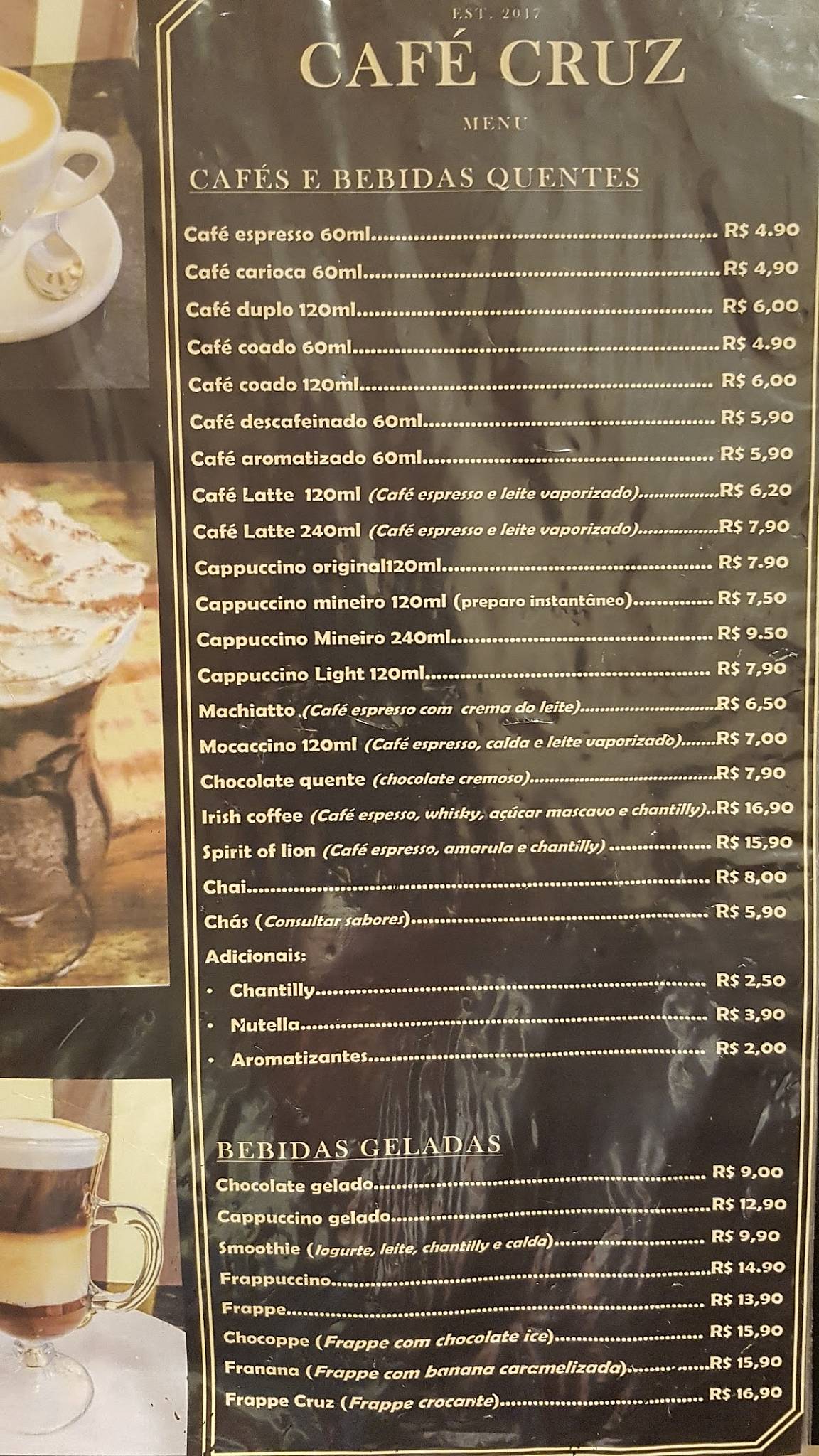 Menu em Café Cruz, Araruama