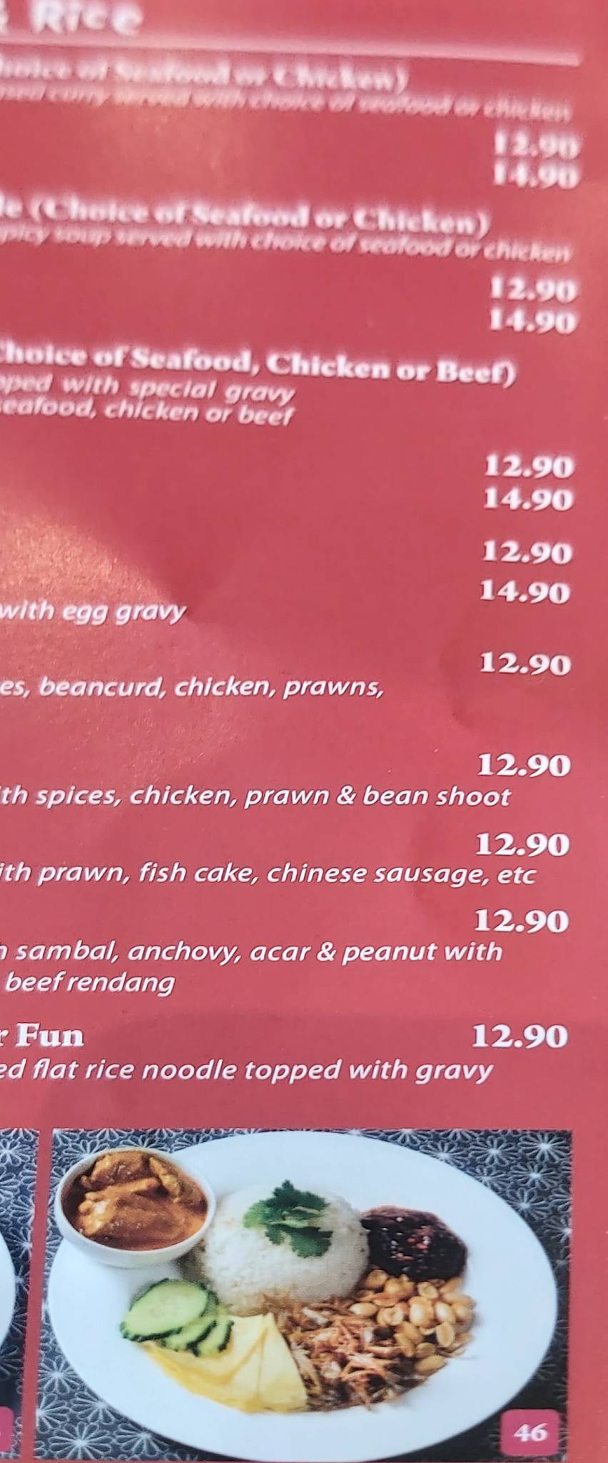 Menu at Cinta Raya Restaurant, Scoresby