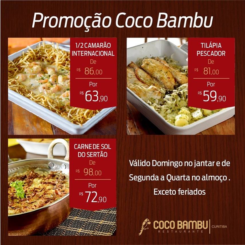 Menu em Coco Bambu Curitiba: Restaurante, Peixe, Camarão, Carnes ...