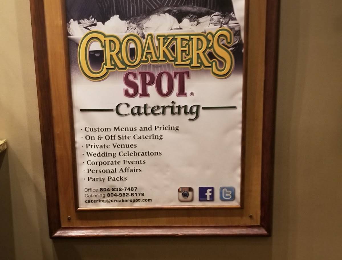 Menu at Croaker's Spot Richmond restaurant, Richmond, Hull St