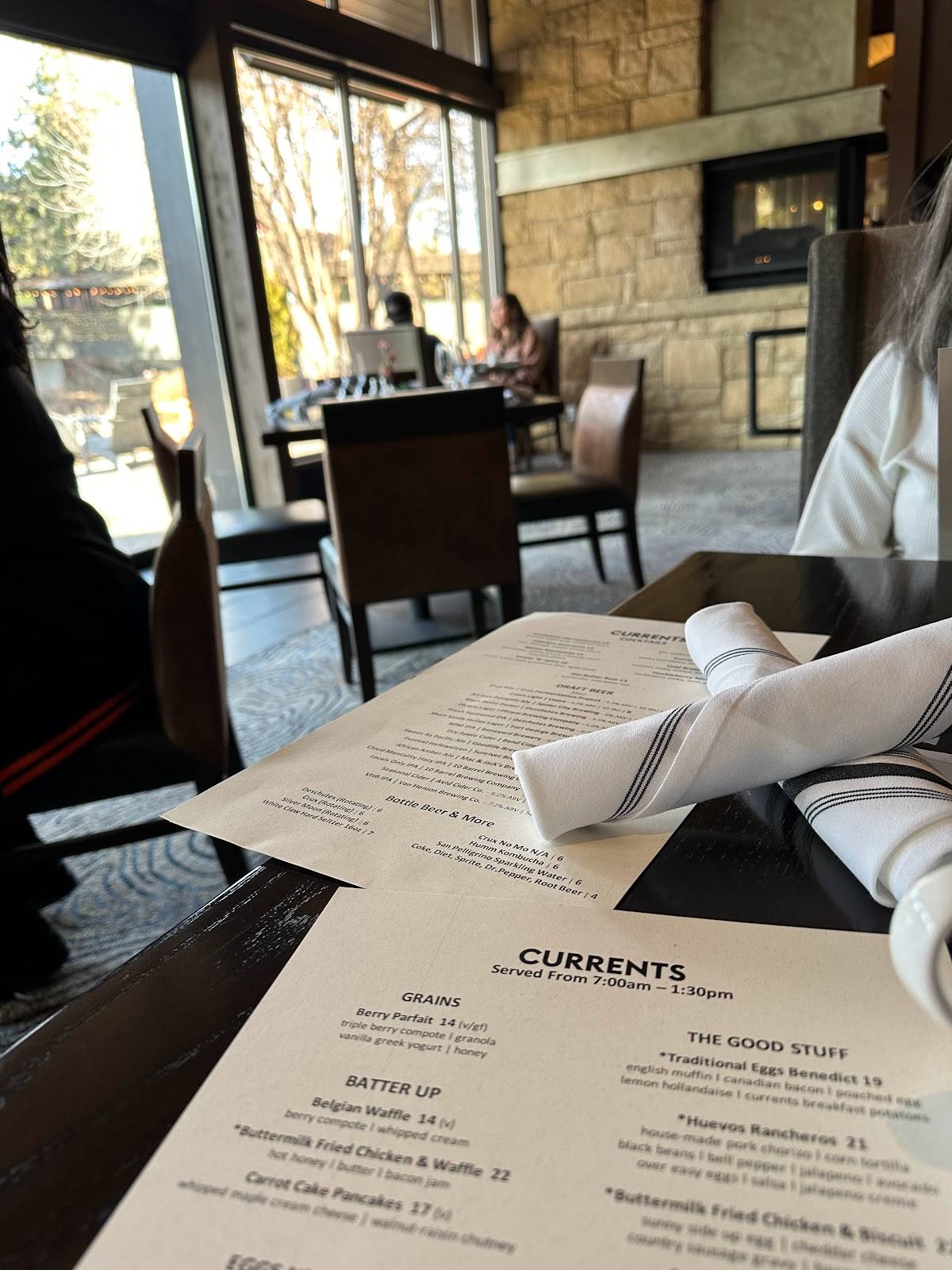 Menu at Currents at the Riverhouse restaurant, Bend