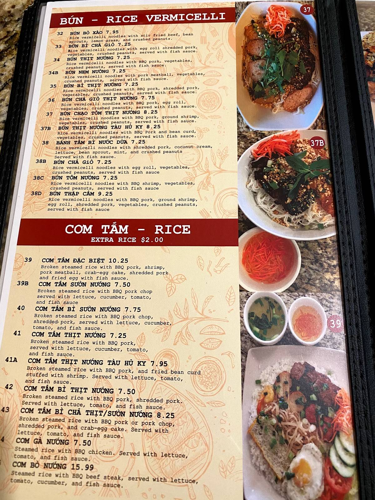 Menu at Da Vàng Restaurant, Phoenix