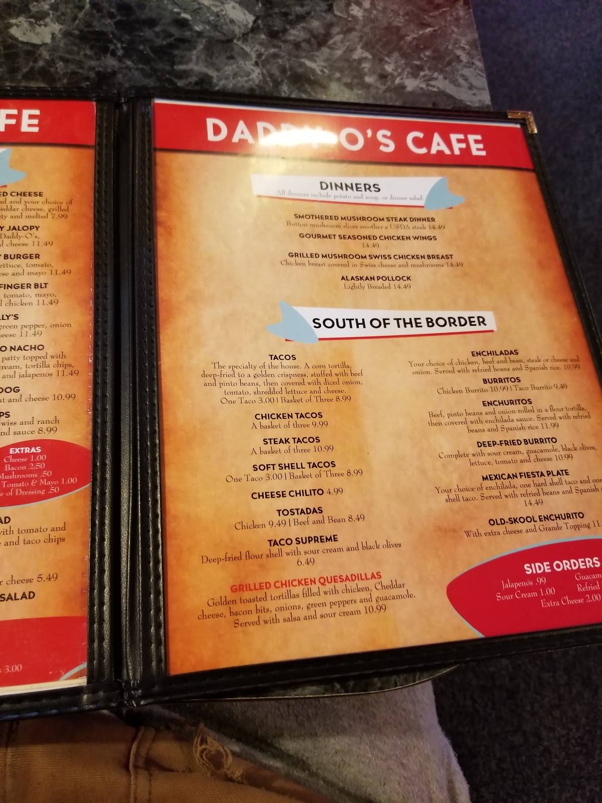 Menu at Daddy-O's Cafe, Elk River