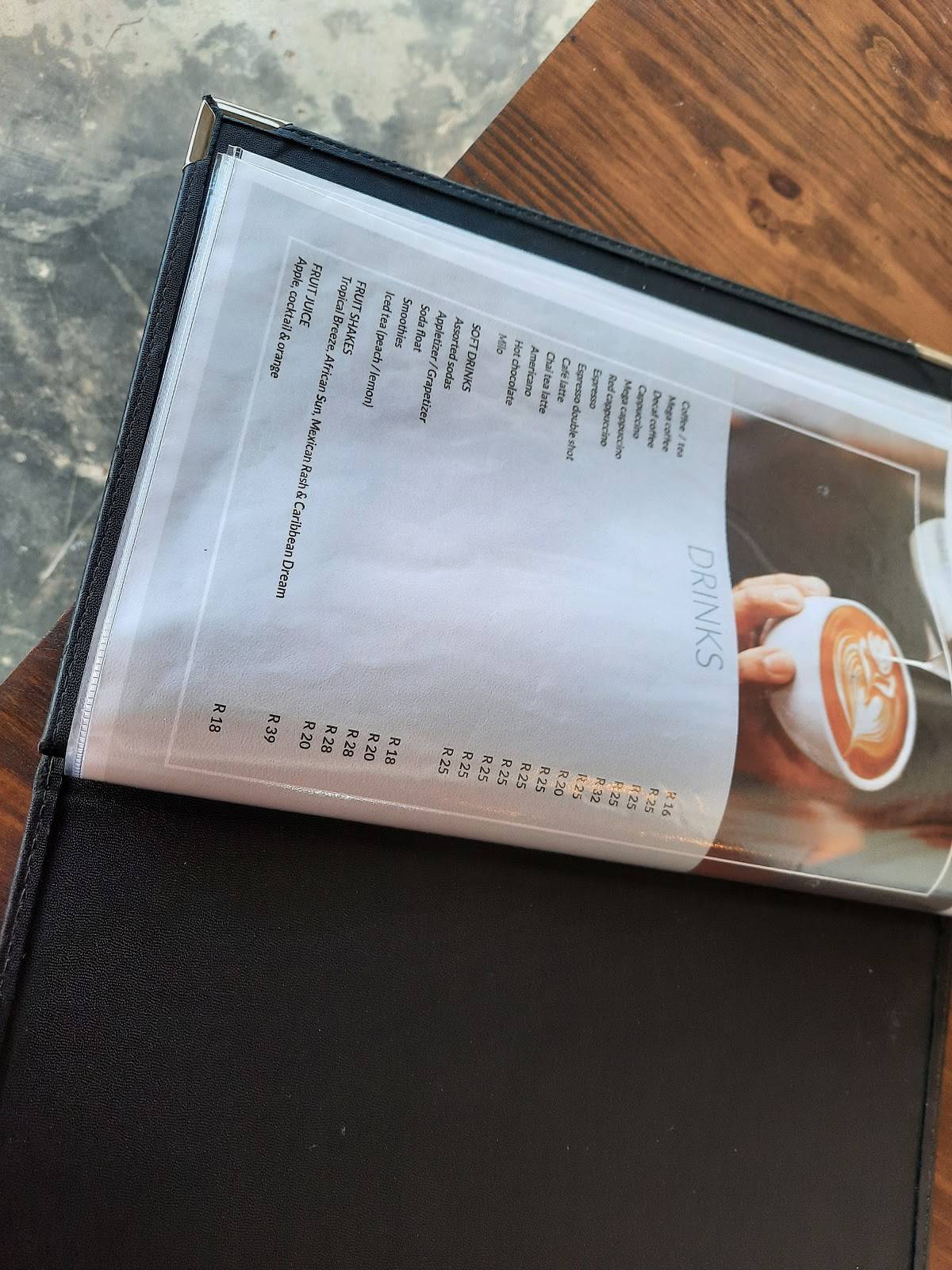 Menu at Die See Ster Kombuis restaurant, Saint Helena Bay