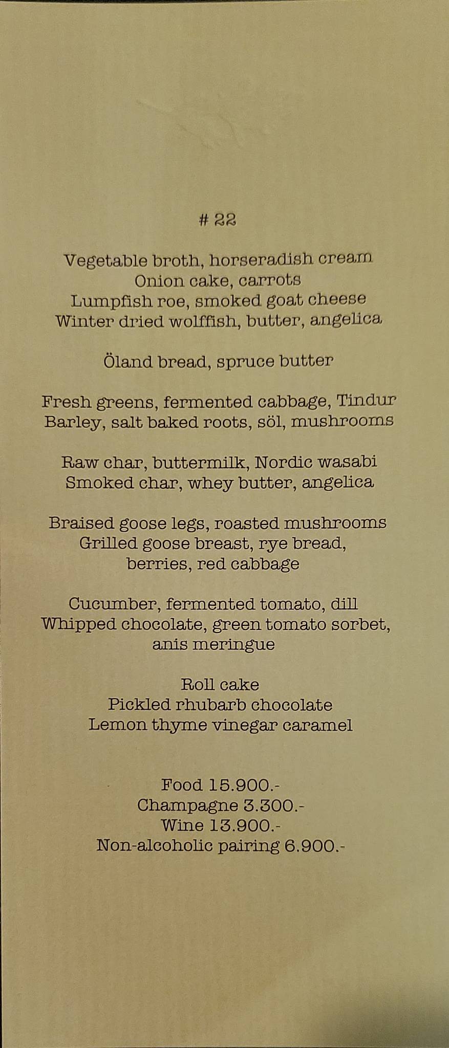 Menu at Dill Restaurant, Reykjavík, Laugavegur 59