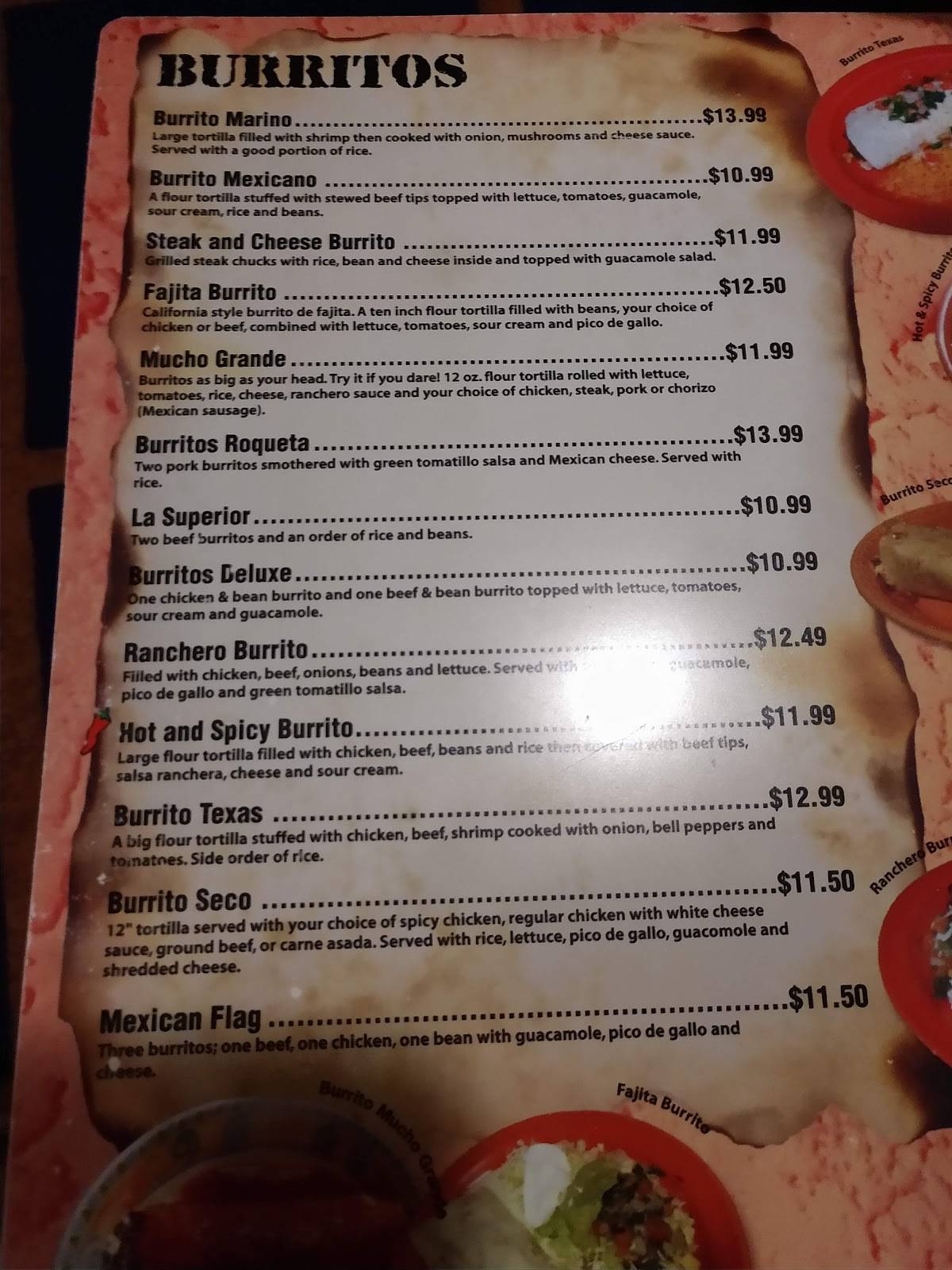 Menu at El Burrito Loco restaurant, Norton Shores
