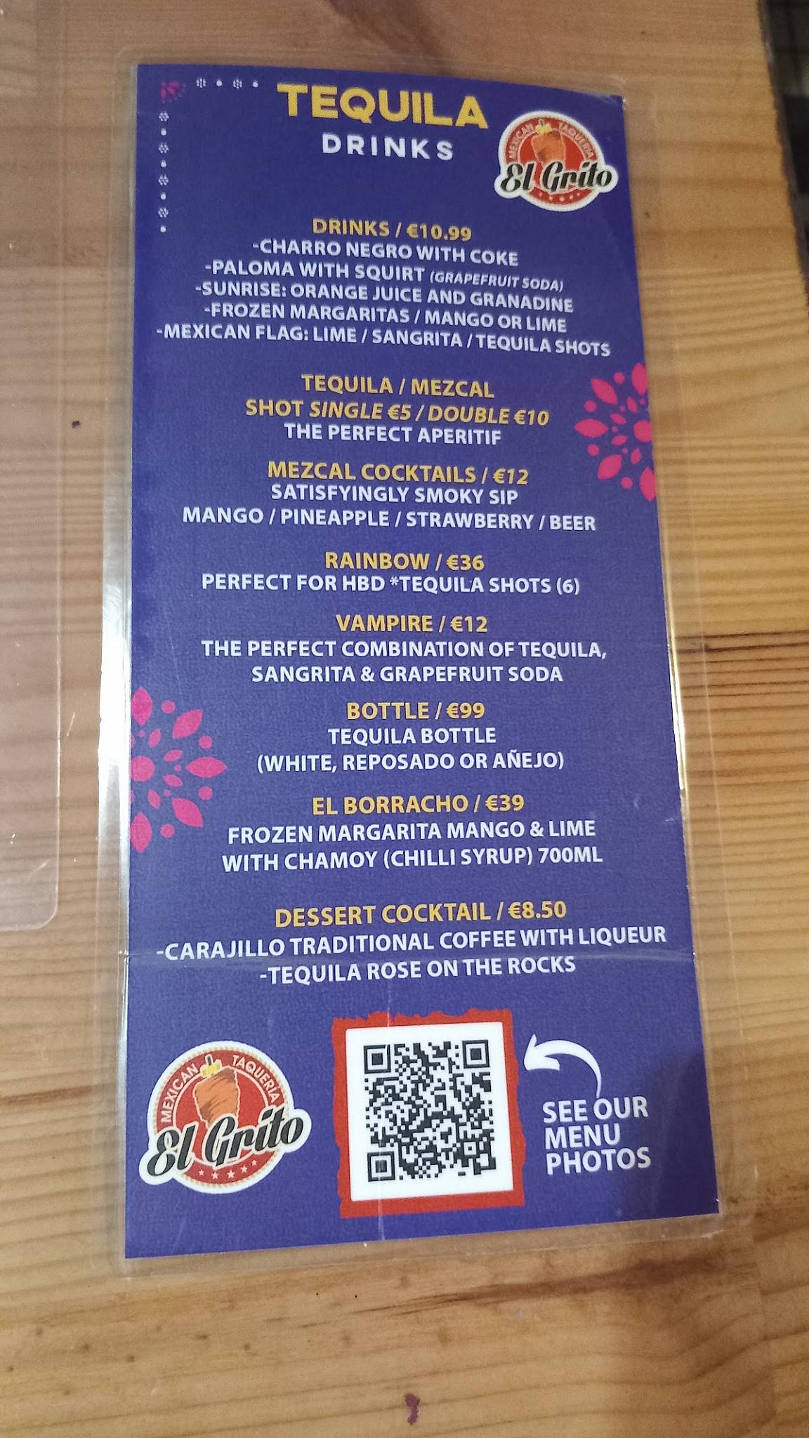 Menu at El Grito Mexican Taqueria Mountjoy Square restaurant, Dublin ...