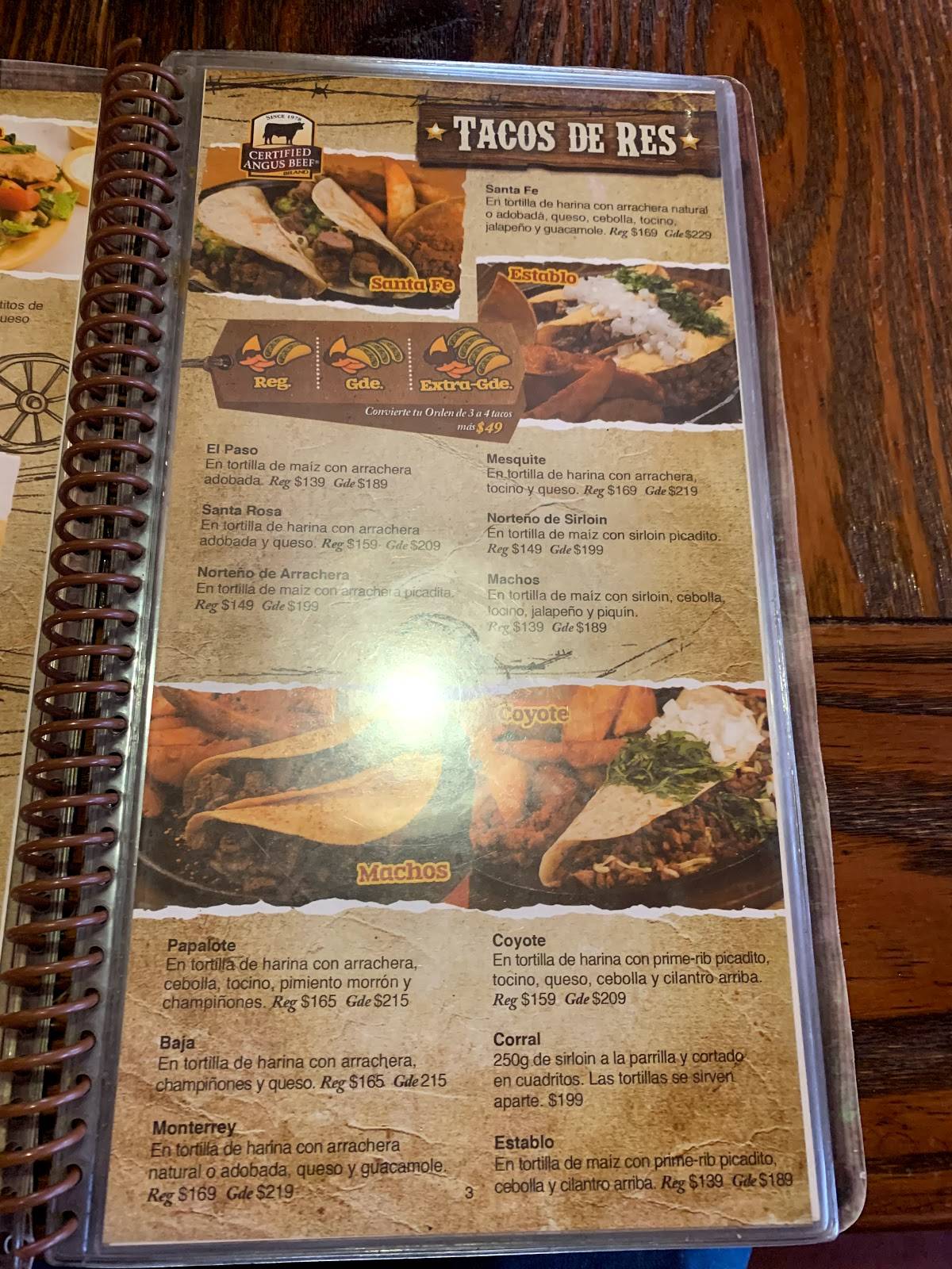 Carta del restaurante El Papalote Taco & Grill San Agustín, San Pedro ...