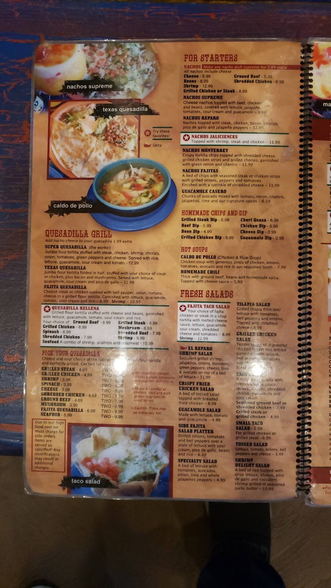 Menu at El Reparo Mexican Restaurant, Greensburg