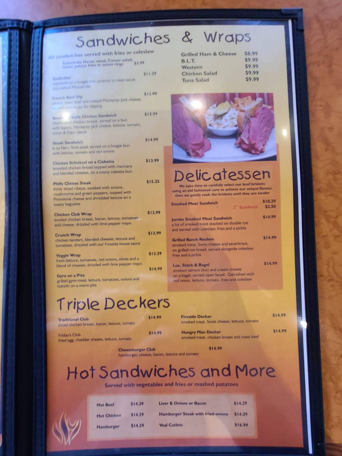Menu at Fireside Deli & Family Restaurant, Kitchener
