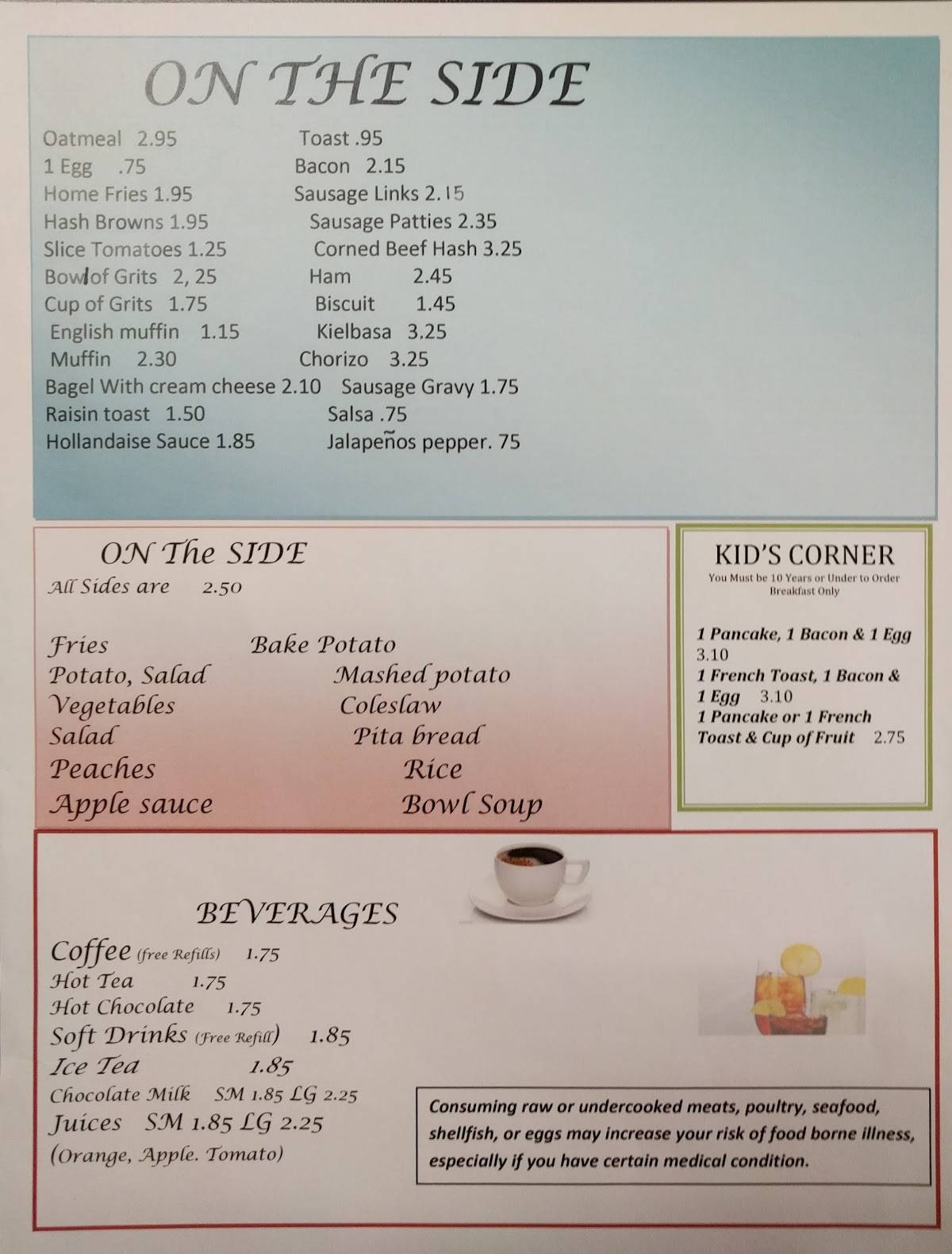 Menu at Gaby's Family Restaurant, Clearwater