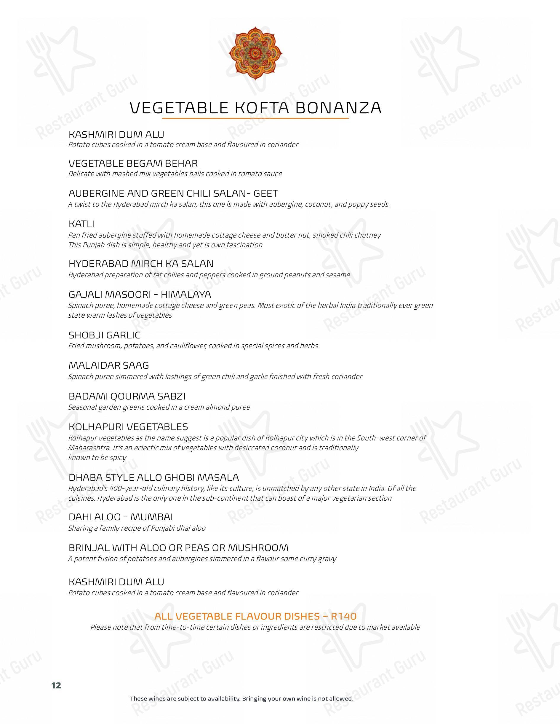 Menu at Geet Indian Restaurant, Pretoria